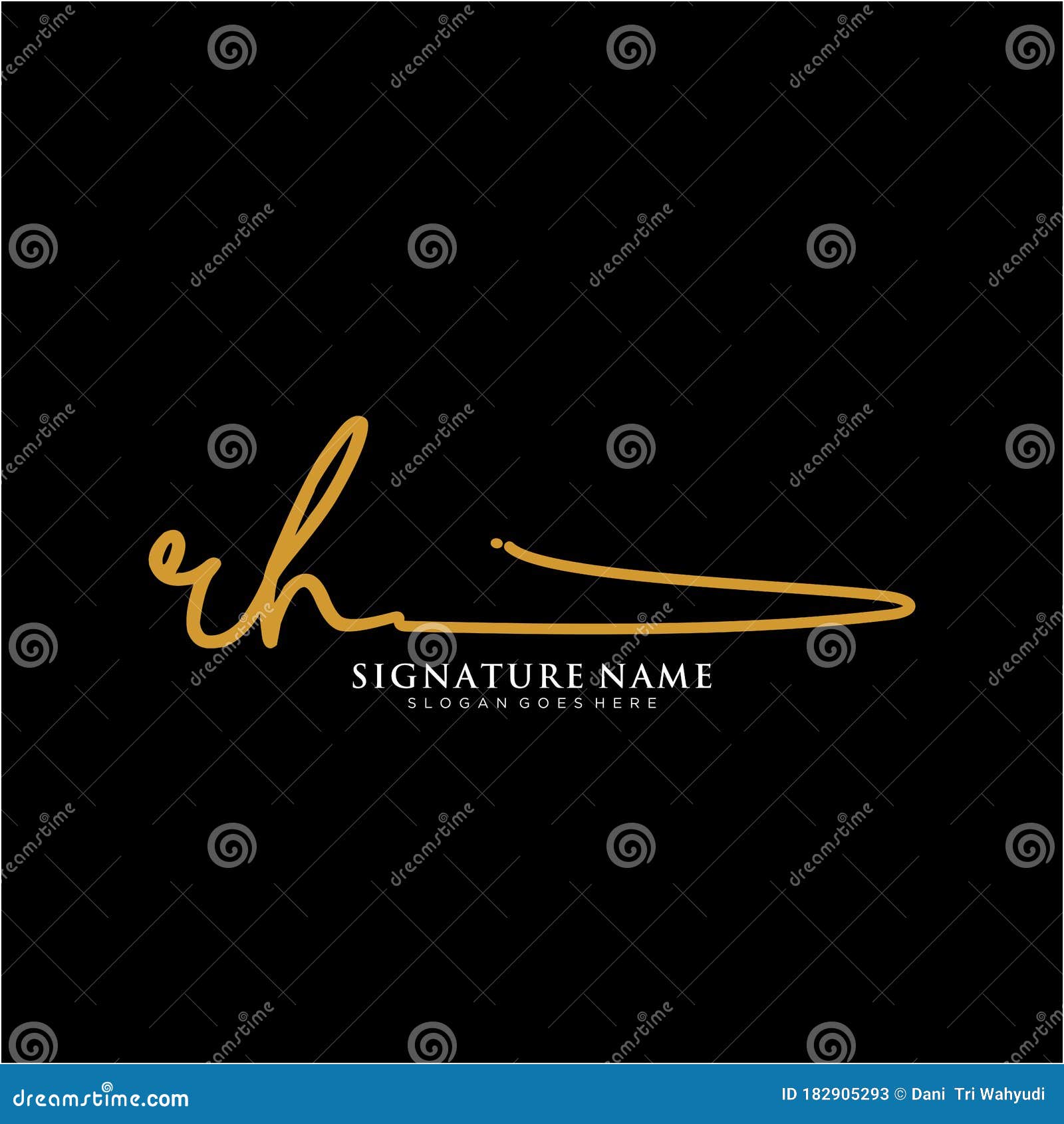 Letter RH Signature Logo Template Vector Stock Vector - Illustration of ...