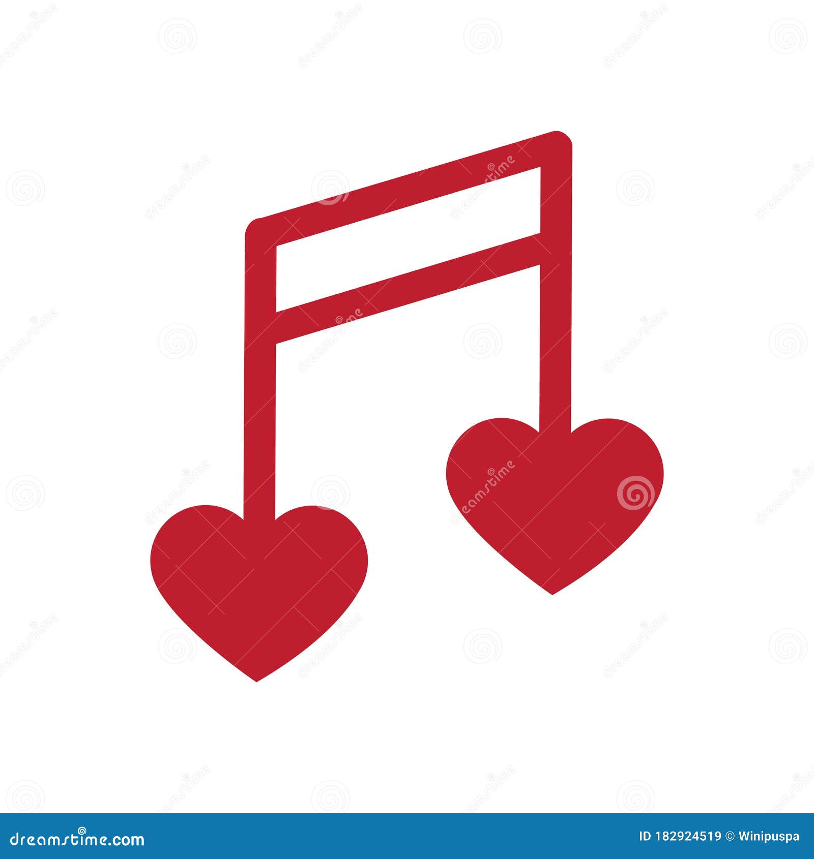 Musical note heart shape. stock vector. Illustration of heart - 182924519