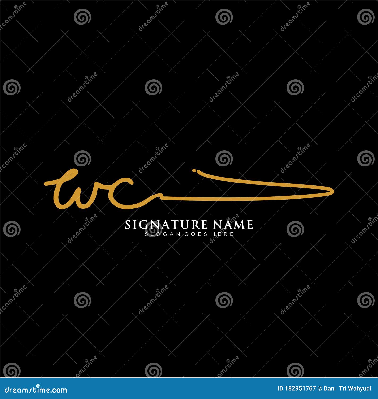 Letter WC Signature Logo Template Vector Stock Vector - Illustration of ...