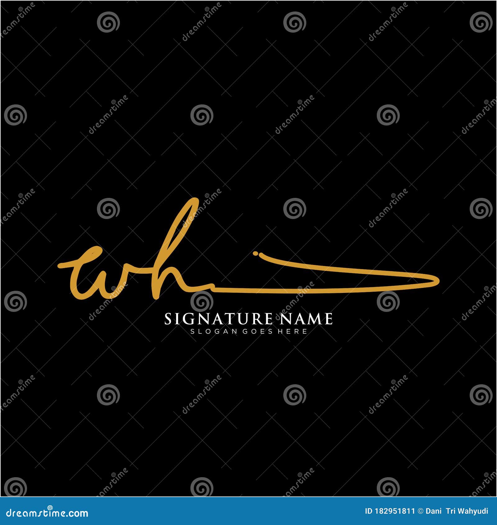 Letter WH Signature Logo Template Vector Stock Vector - Illustration of ...