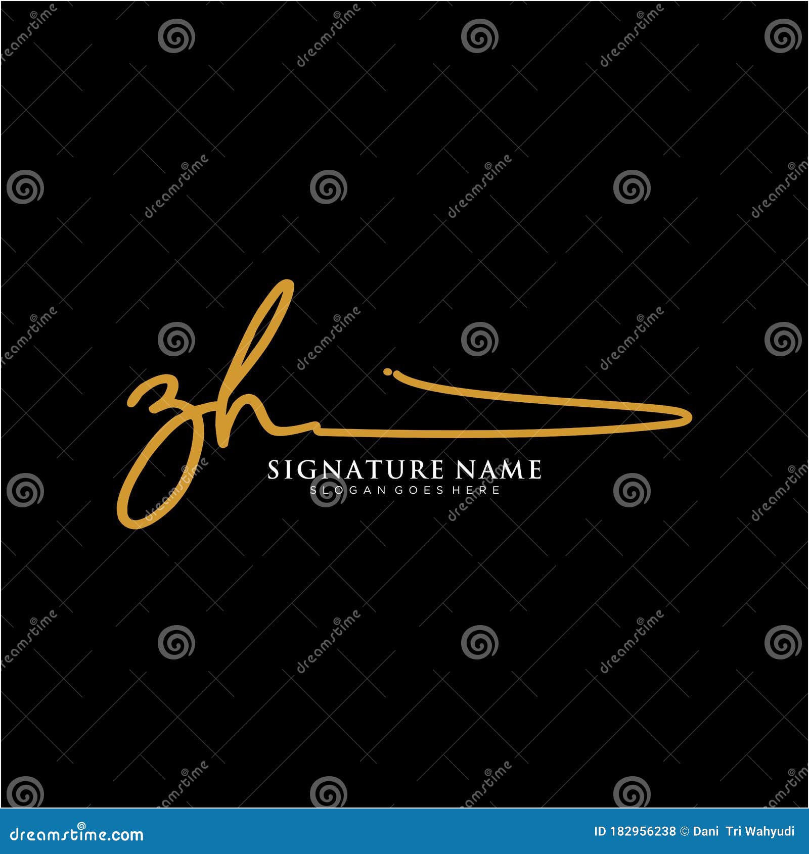 ZH Signature Logo Template Vector Stock Vector - Illustration of ...