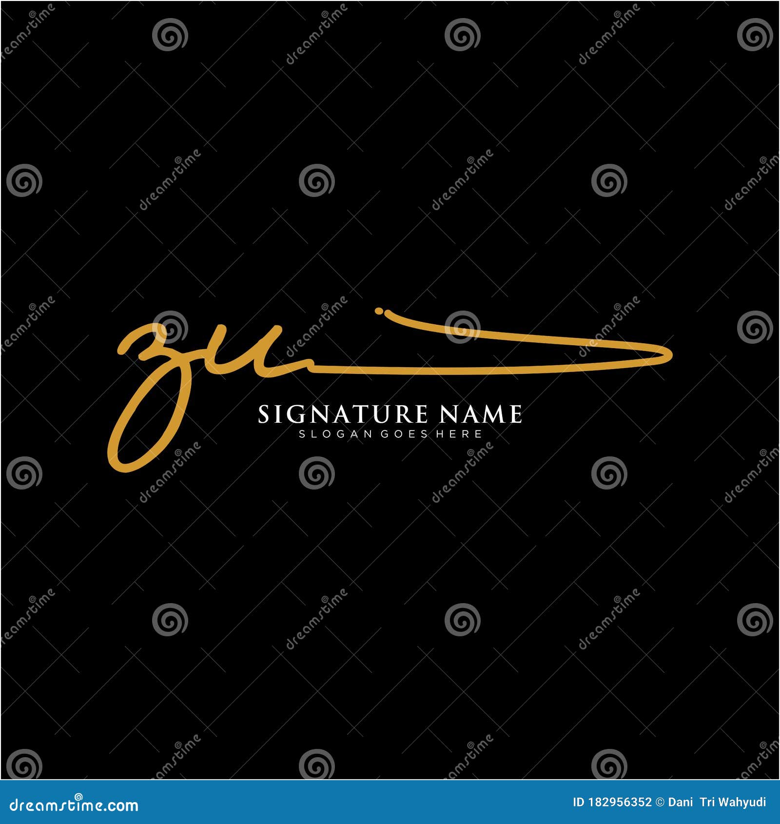 ZU Signature Logo Template Vector Stock Vector - Illustration of font ...
