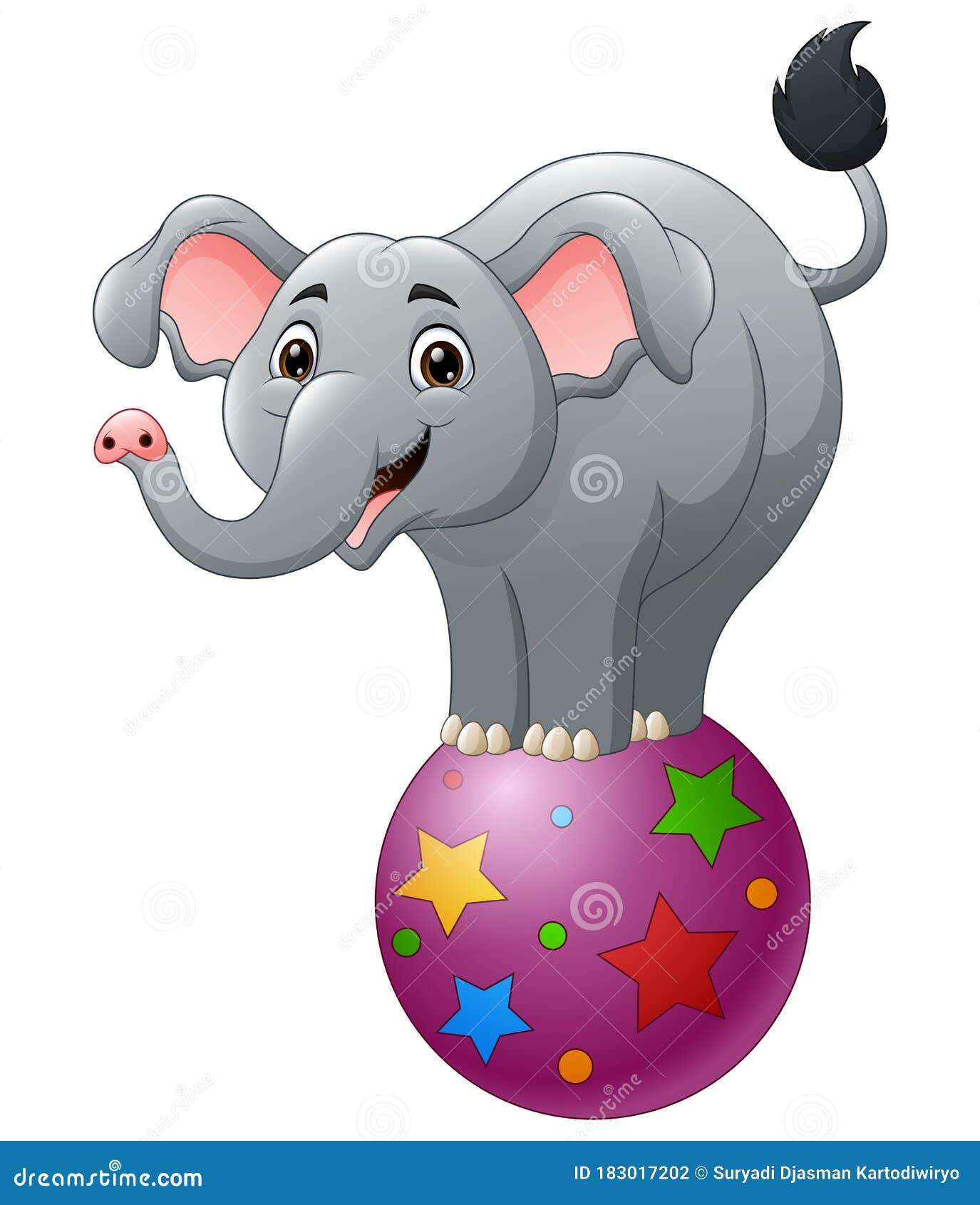 Cartoon Circus Elephant Balancing on Ball Stock Vector - Illustration ...