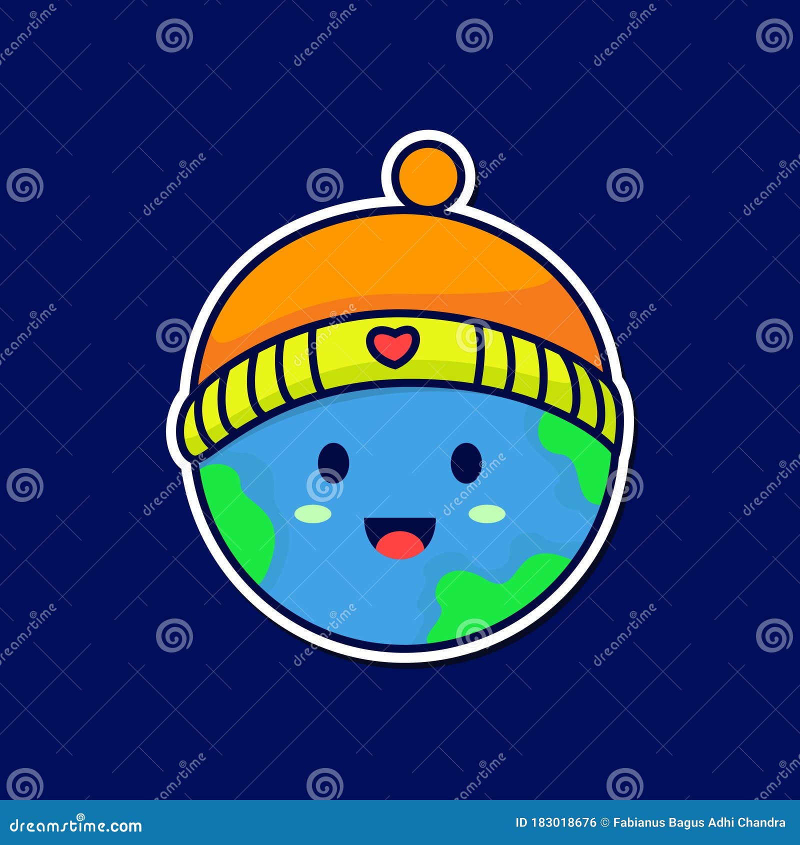 Earth Cute Character Icon Design Stock Vector - Illustration of vector ...