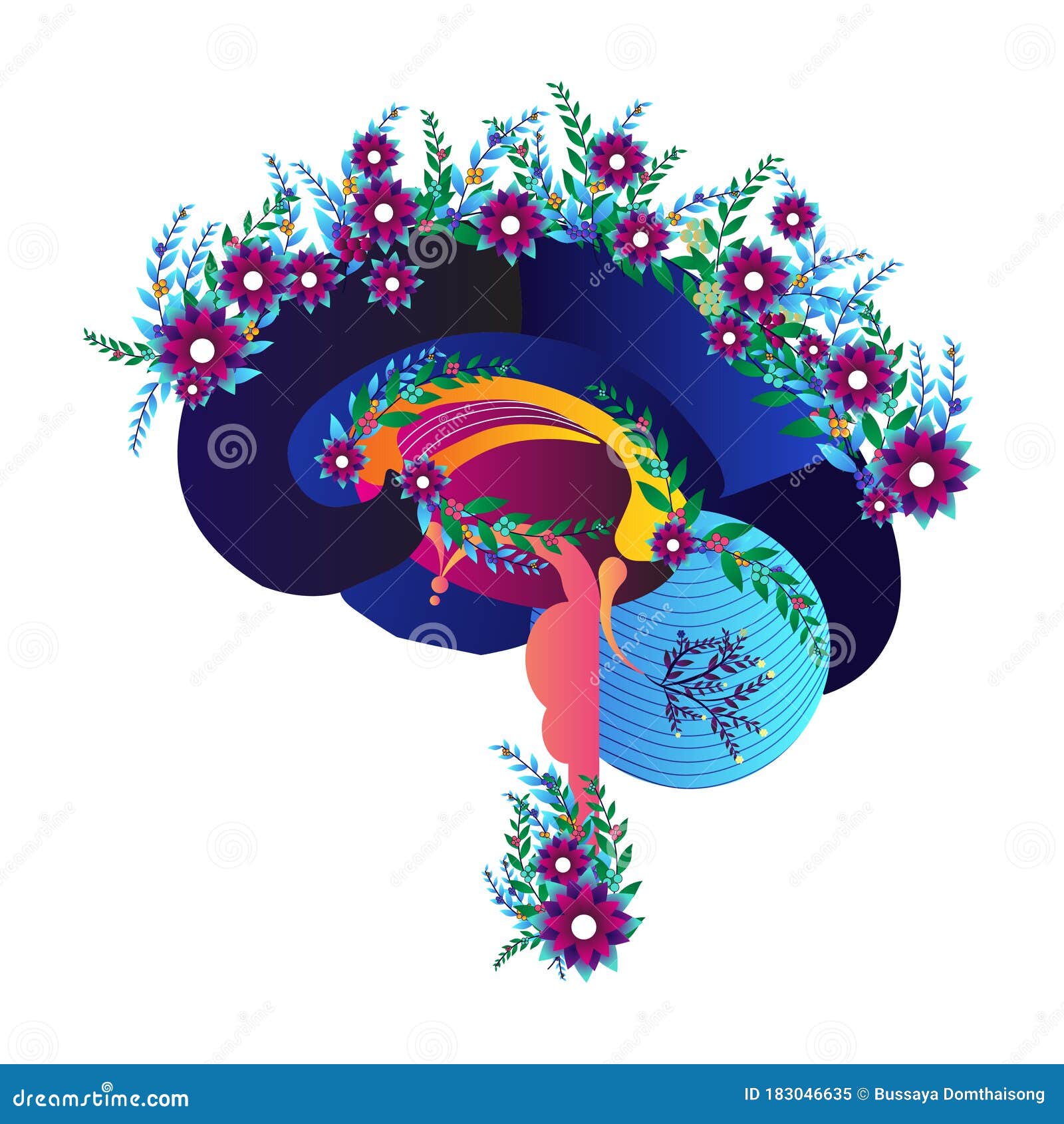 Beautiful Brain because of EDUCATION Web Page. Stock Vector ...