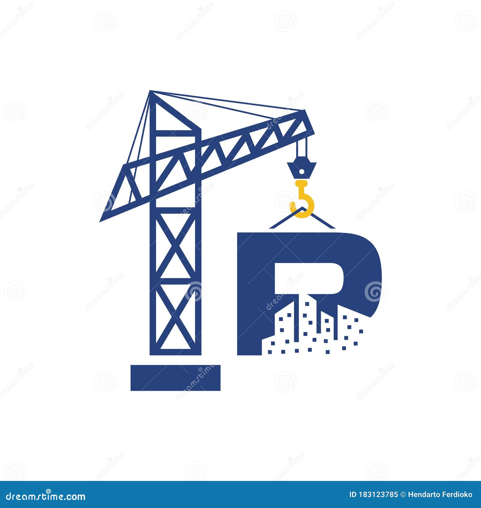Initial P Crane Real Estate Building Construction Logo Design Stock ...