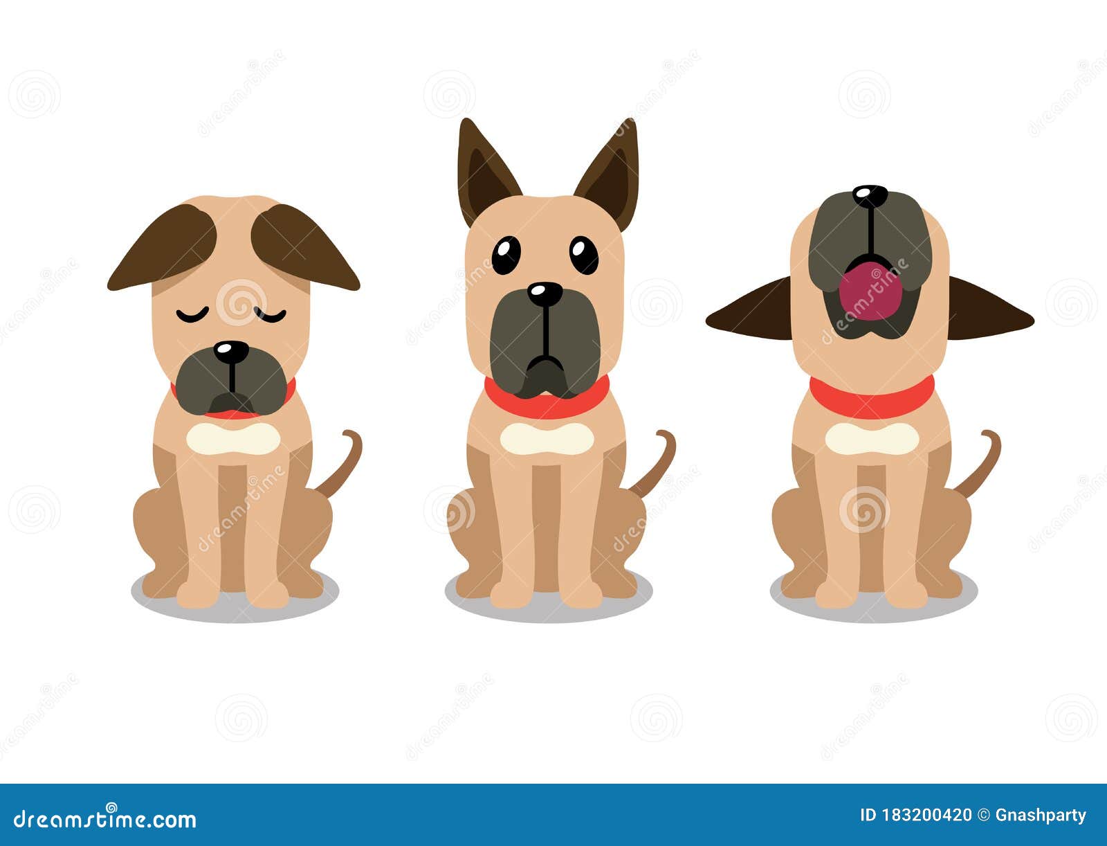 Set of Vector Cartoon Character Great Dane Dog Poses Stock Vector ...