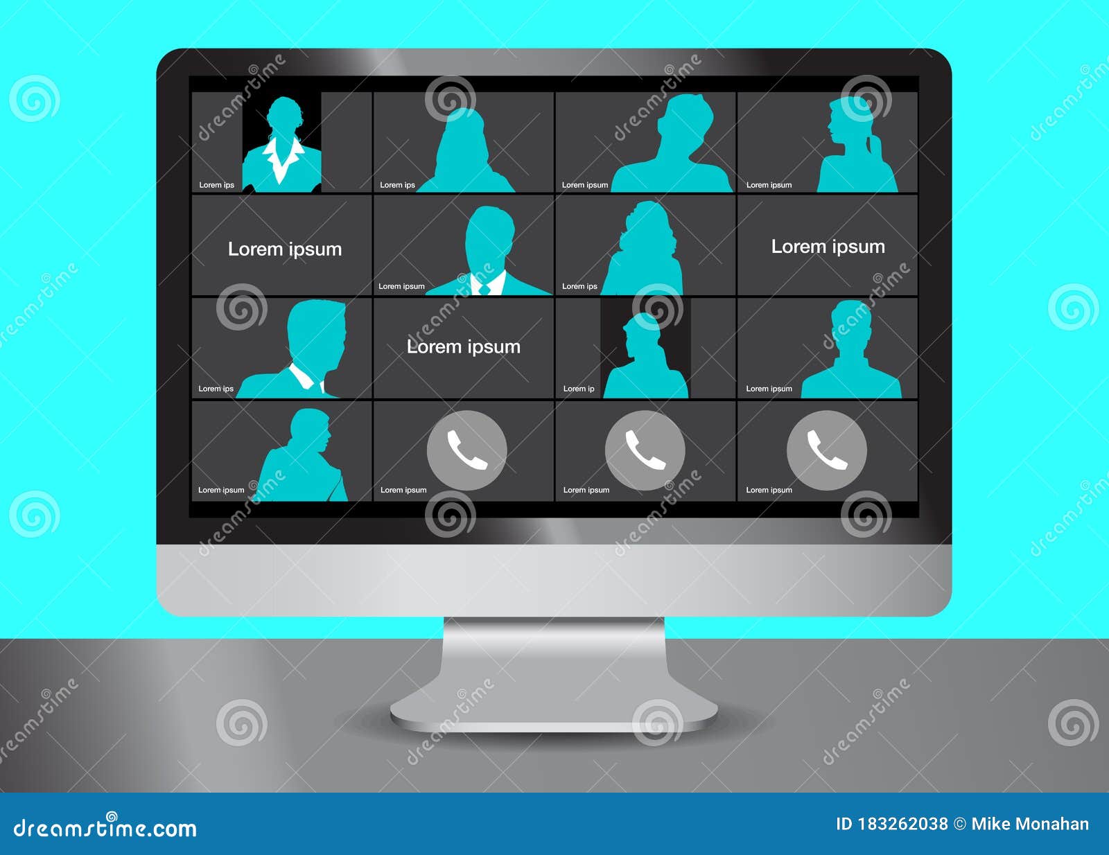 An Online Video Conference Template Stock Vector - Illustration of ...