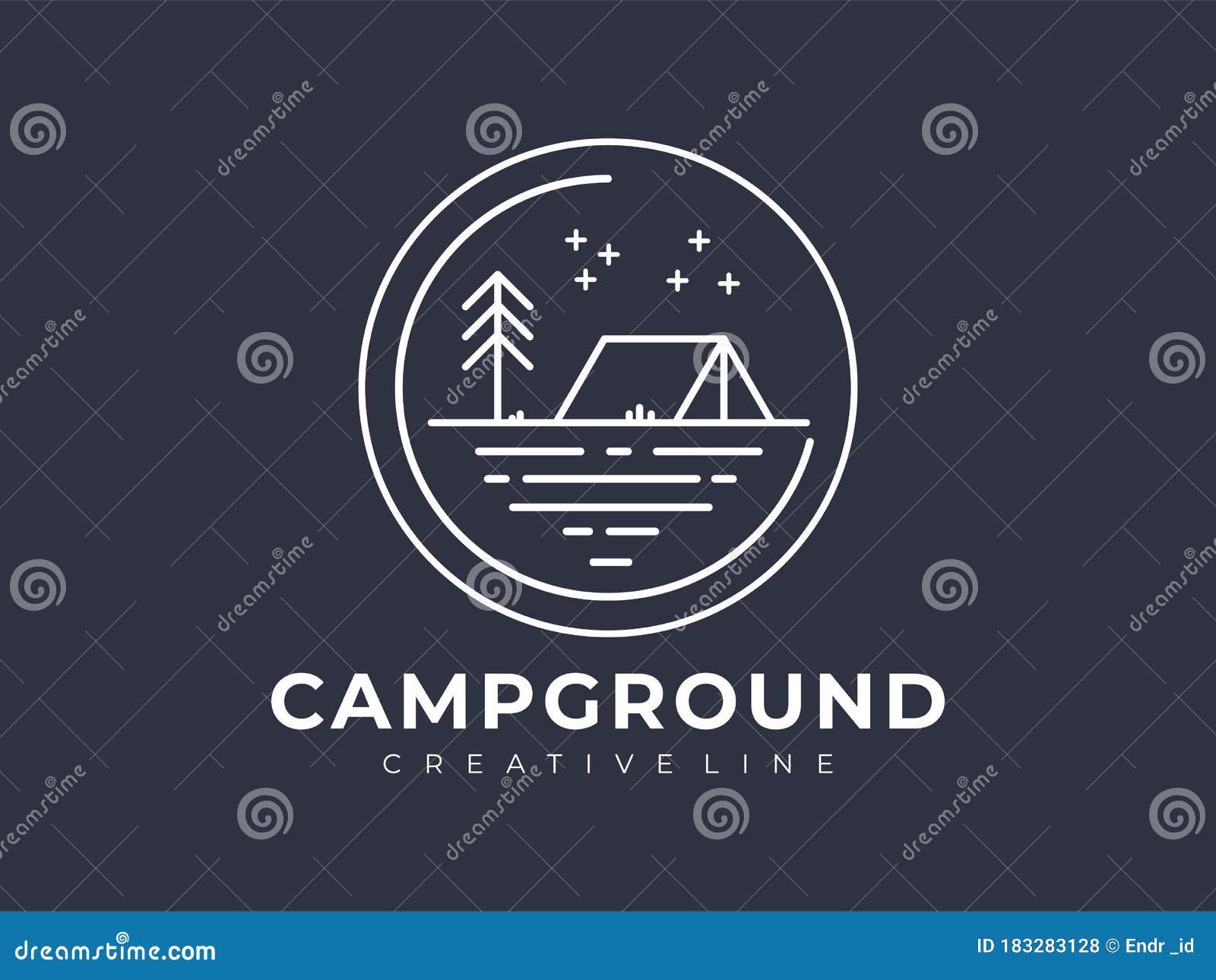 Creative Campground Outline Minimalist Logo Vector Stock Vector ...