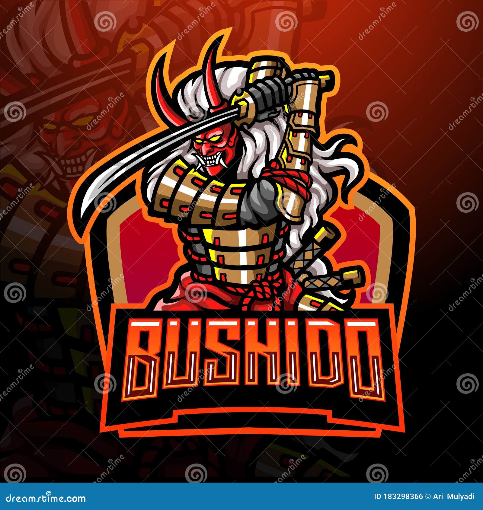 Bushido Mascot Esport Logo Design Vector Illustration | CartoonDealer ...