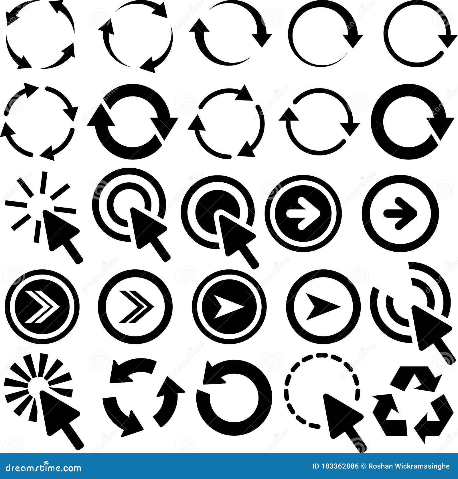 Arrow Round Circle Pointer Icons Editorial Photo - Illustration of ...
