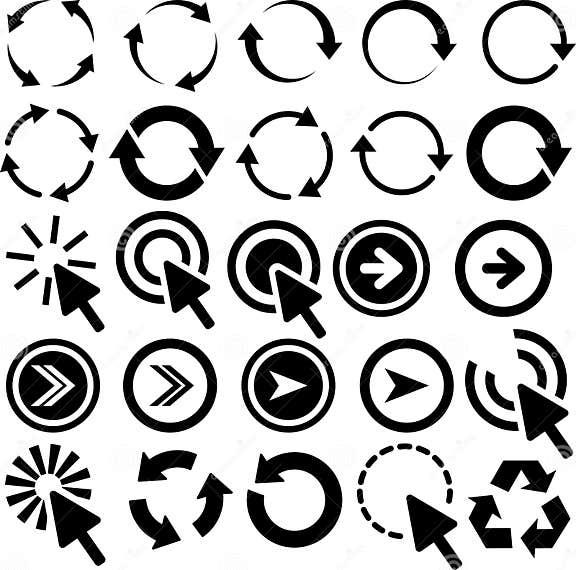 Arrow Round Circle Pointer Icons Editorial Photo - Illustration of ...