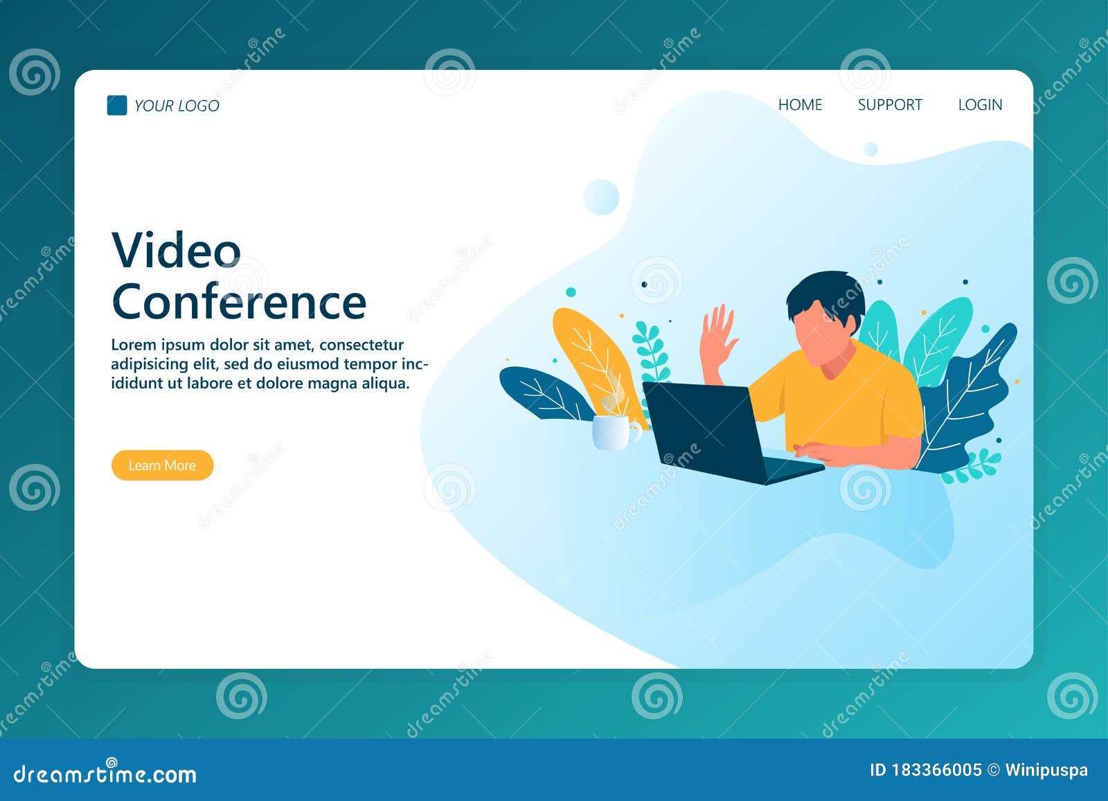 Video Conferencing Concept for Landing Page. Creative Landing Page ...