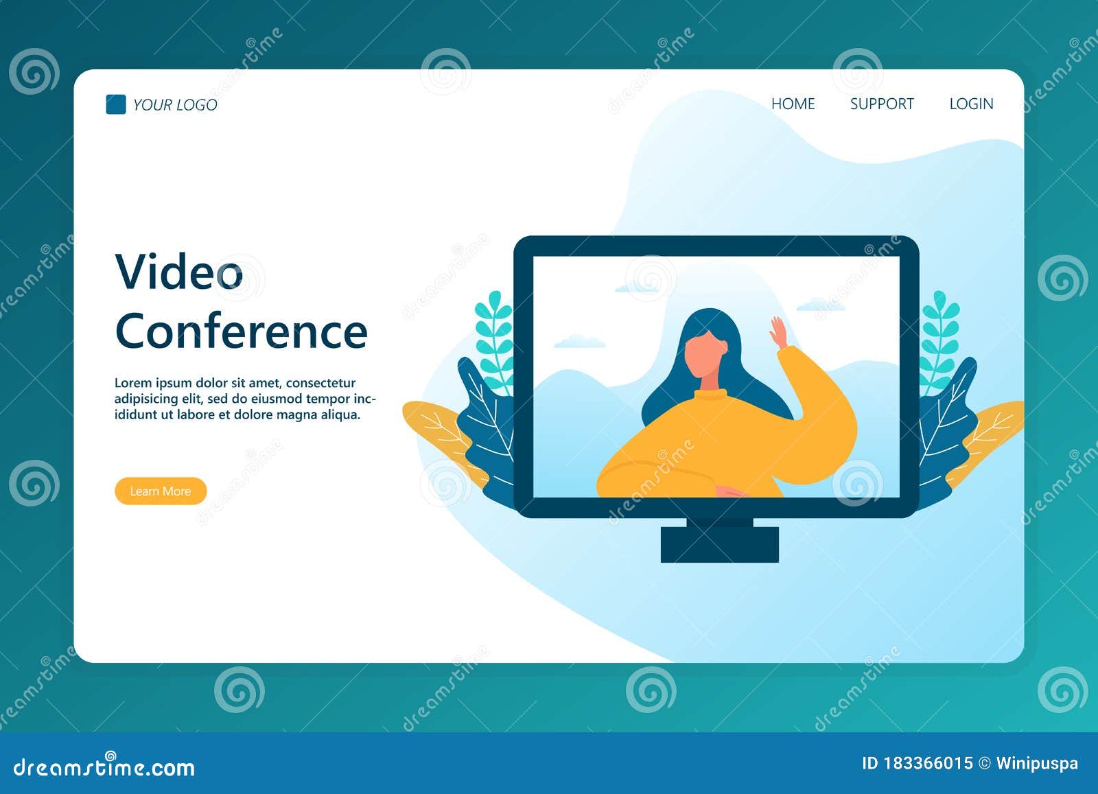 Video Conferencing Concept for Landing Page. Creative Landing Page ...