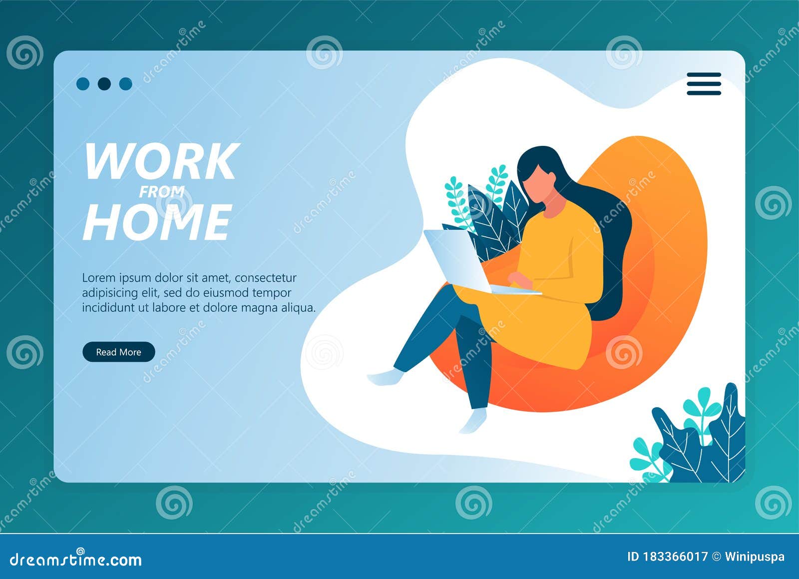 Flat Illustration Work from Home on Landing Page Template Stock ...