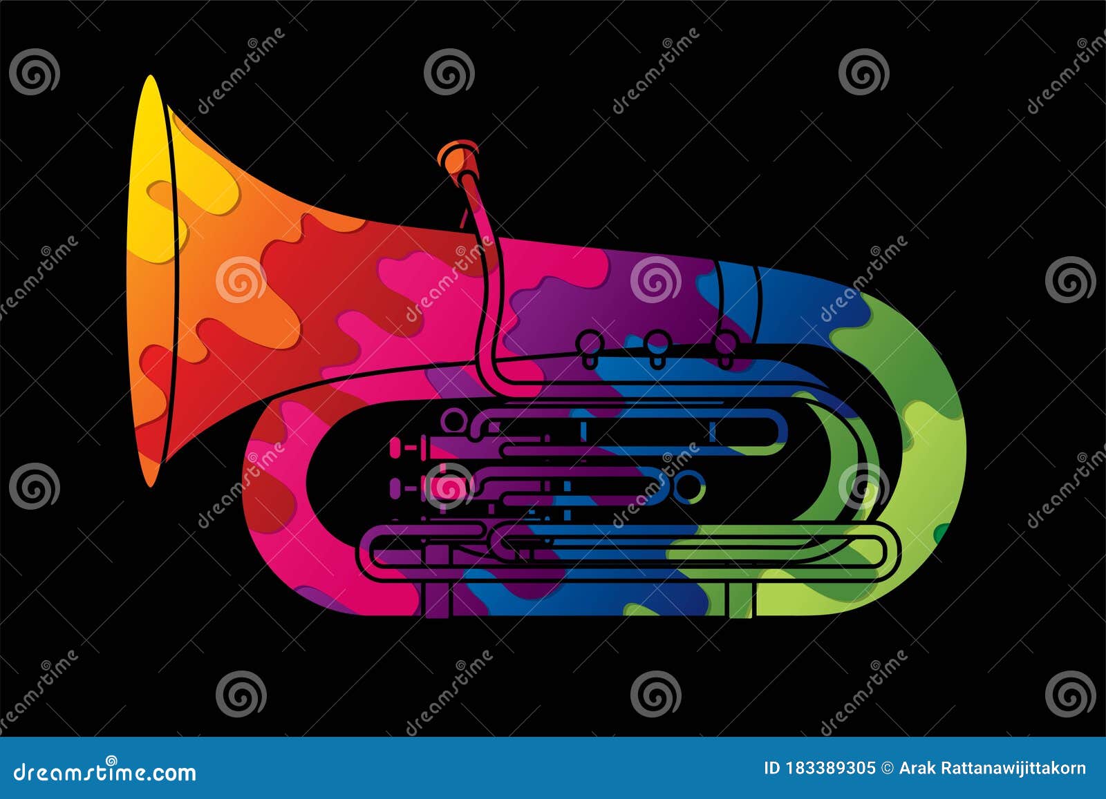 Tuba Instrument Cartoon Music Graphic Vector Stock Vector ...