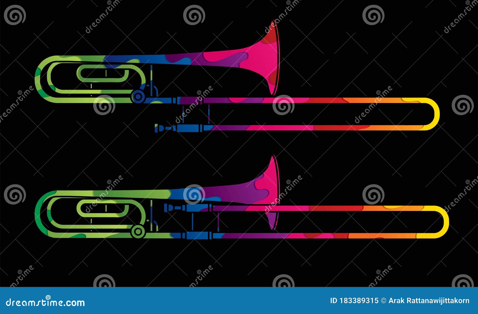 Trombone Instrument Cartoon Music Graphic Vector Stock Vector ...