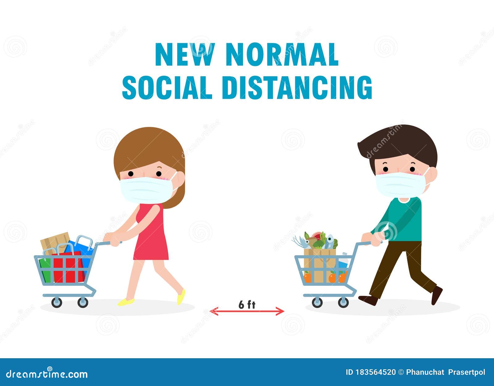 Men and Women in Medical Face Mask Buying Groceries in Supermarket ...