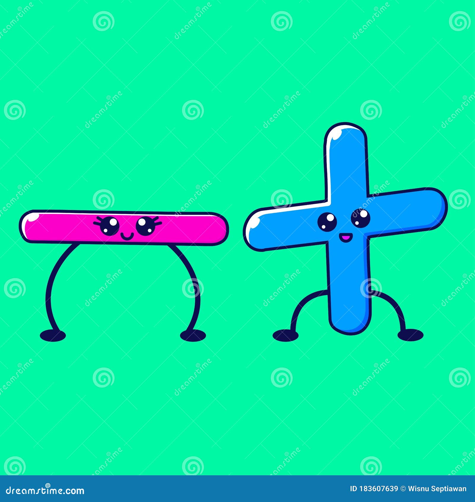 Funny Vector Illustration Design of Plus and Minus Symbols Stock Vector ...