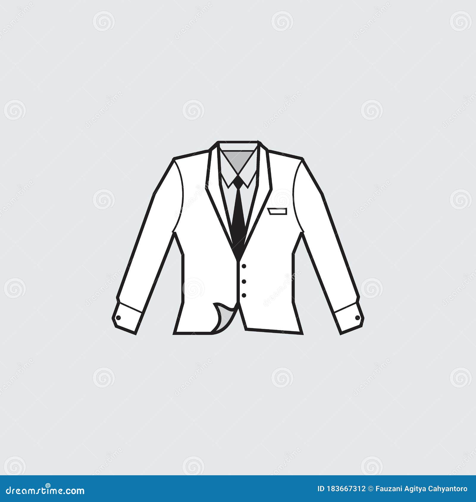 White Tuxedo with Tie Line Art Icon Isolated on White Stock Vector ...