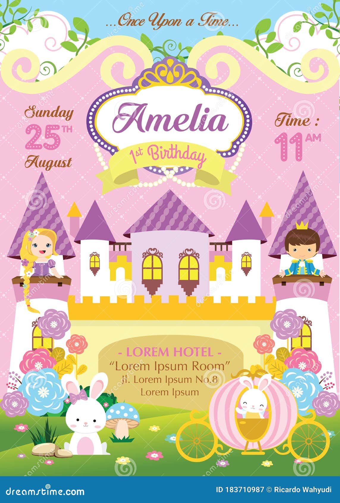 Invitations & Announcements Once Upon a Time Princess Birthday Party ...