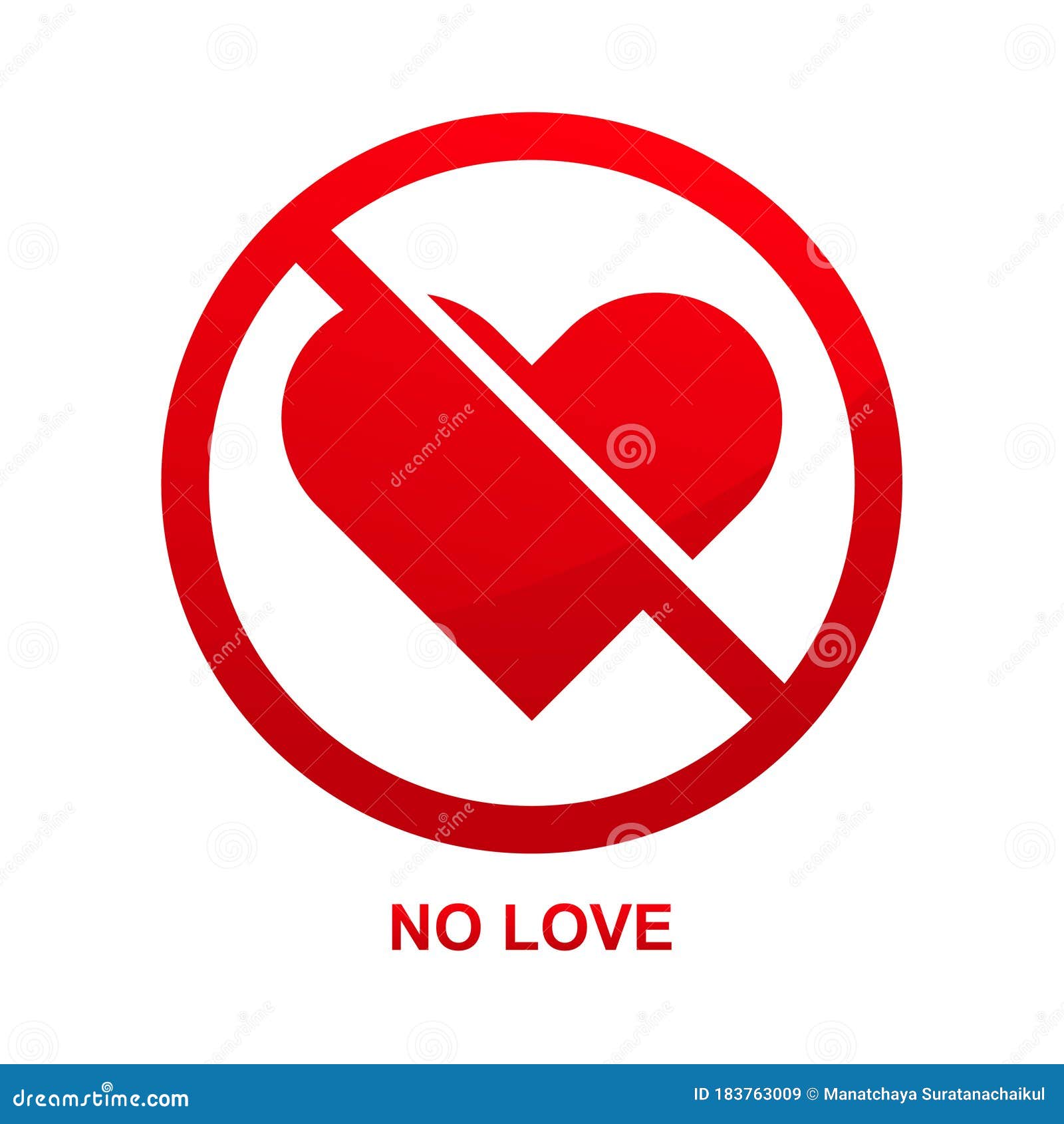 No Love Heart Sign Isolated on White Background Stock Vector ...