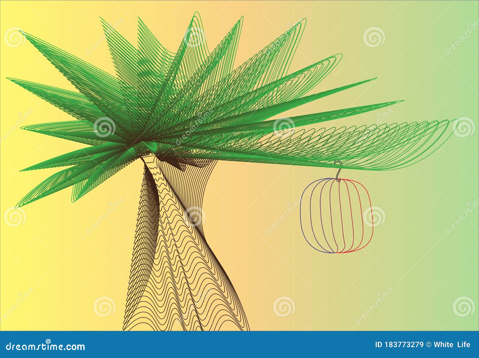 Wire Frame Tree with Birdhouse Cage on Branch Stock Illustration ...