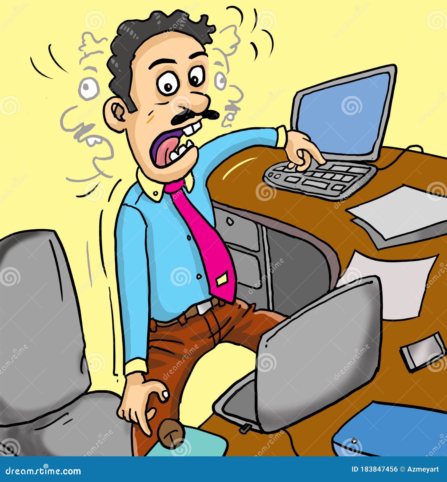 Panic Man in the Office, Rushing Jobs To Be Done Stock Vector ...