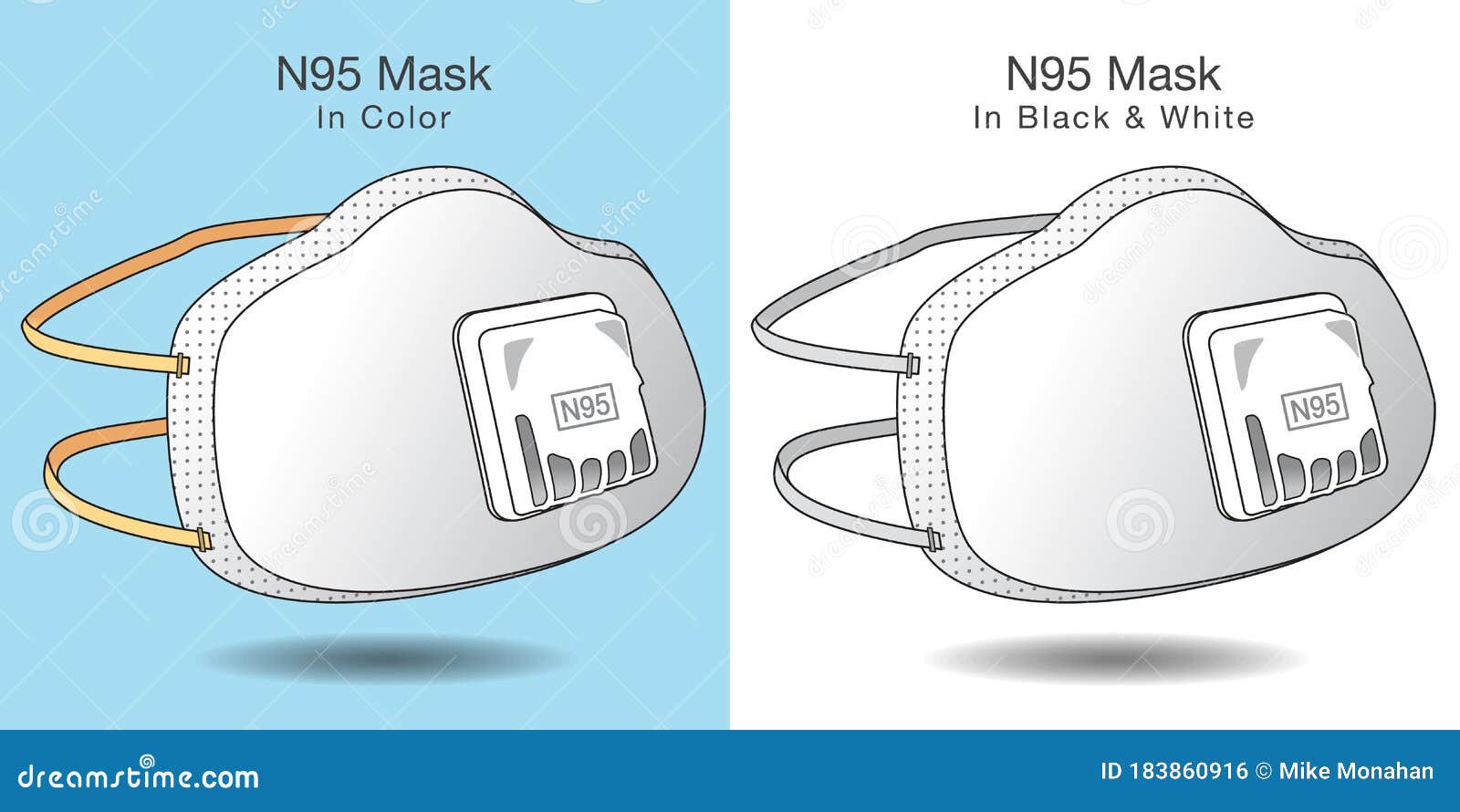 Two N95 Medical Mask Illustrations Stock Vector - Illustration of ...