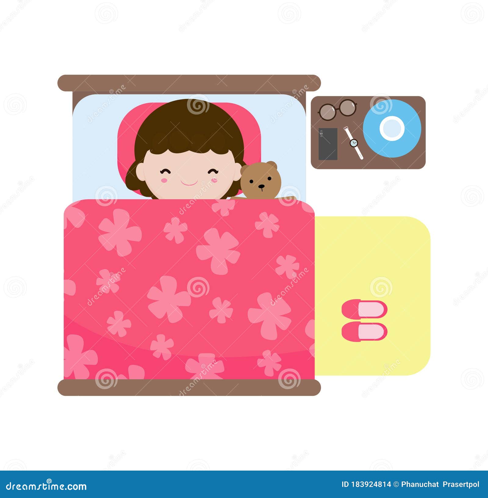 Cute Kids Sleeping in Bed, Happy Children Sleep in Bed, Good Night ...