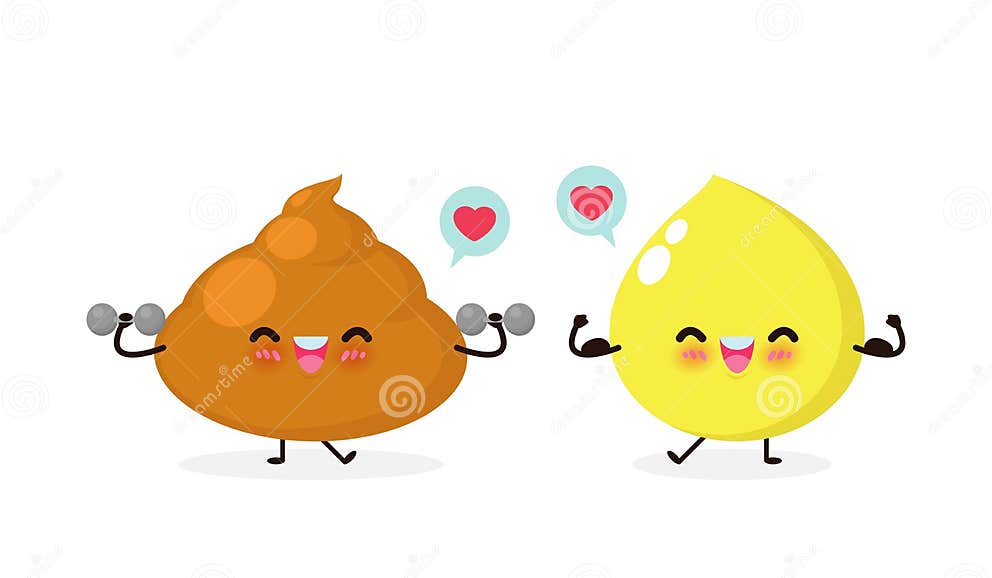 Cute Happy Strong Poop Doing Exercises with Dumbbells and Urine Drop ...