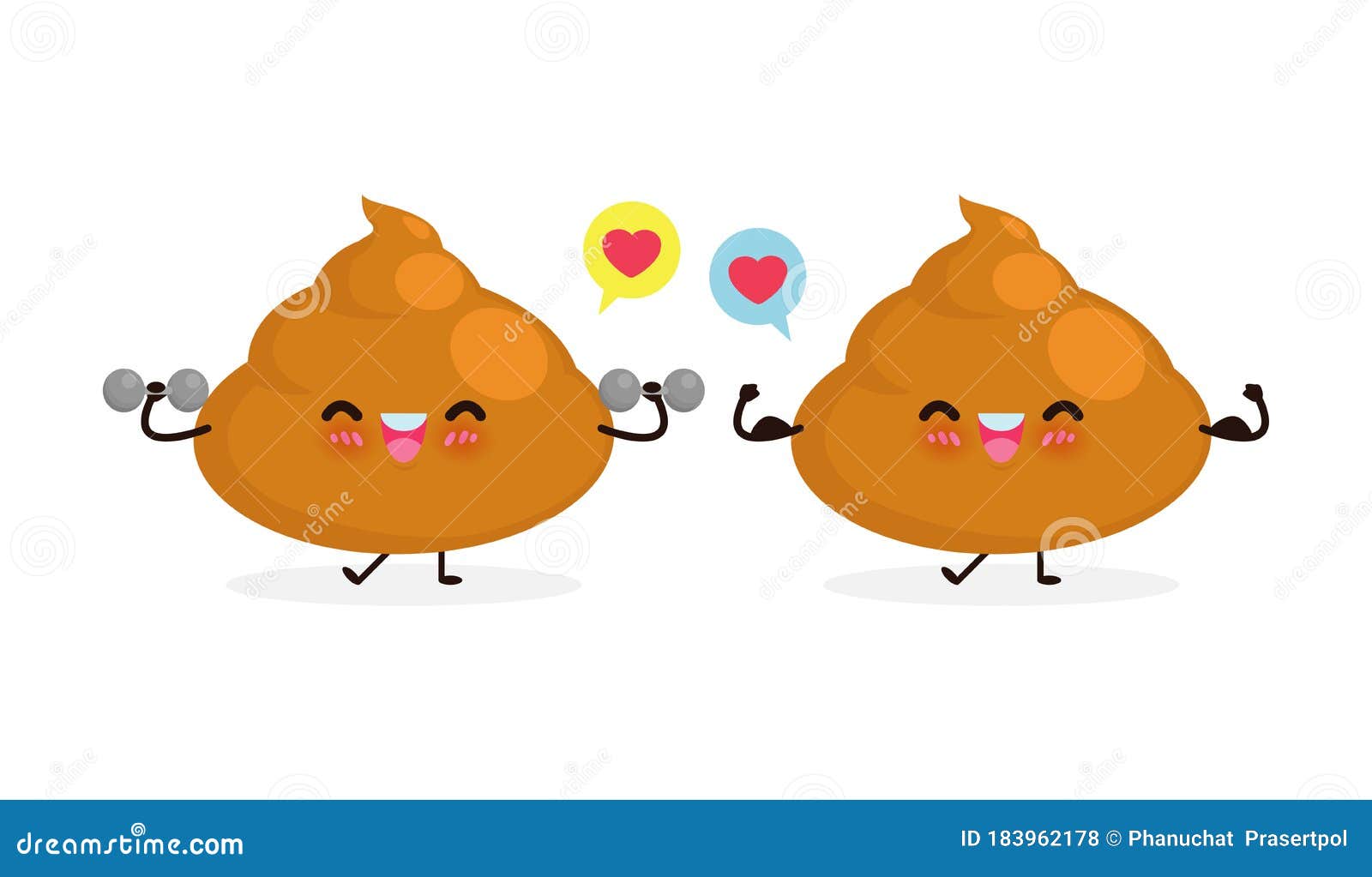 Cute Happy Strong Poop Doing Exercises with Dumbbells and Poo Show ...