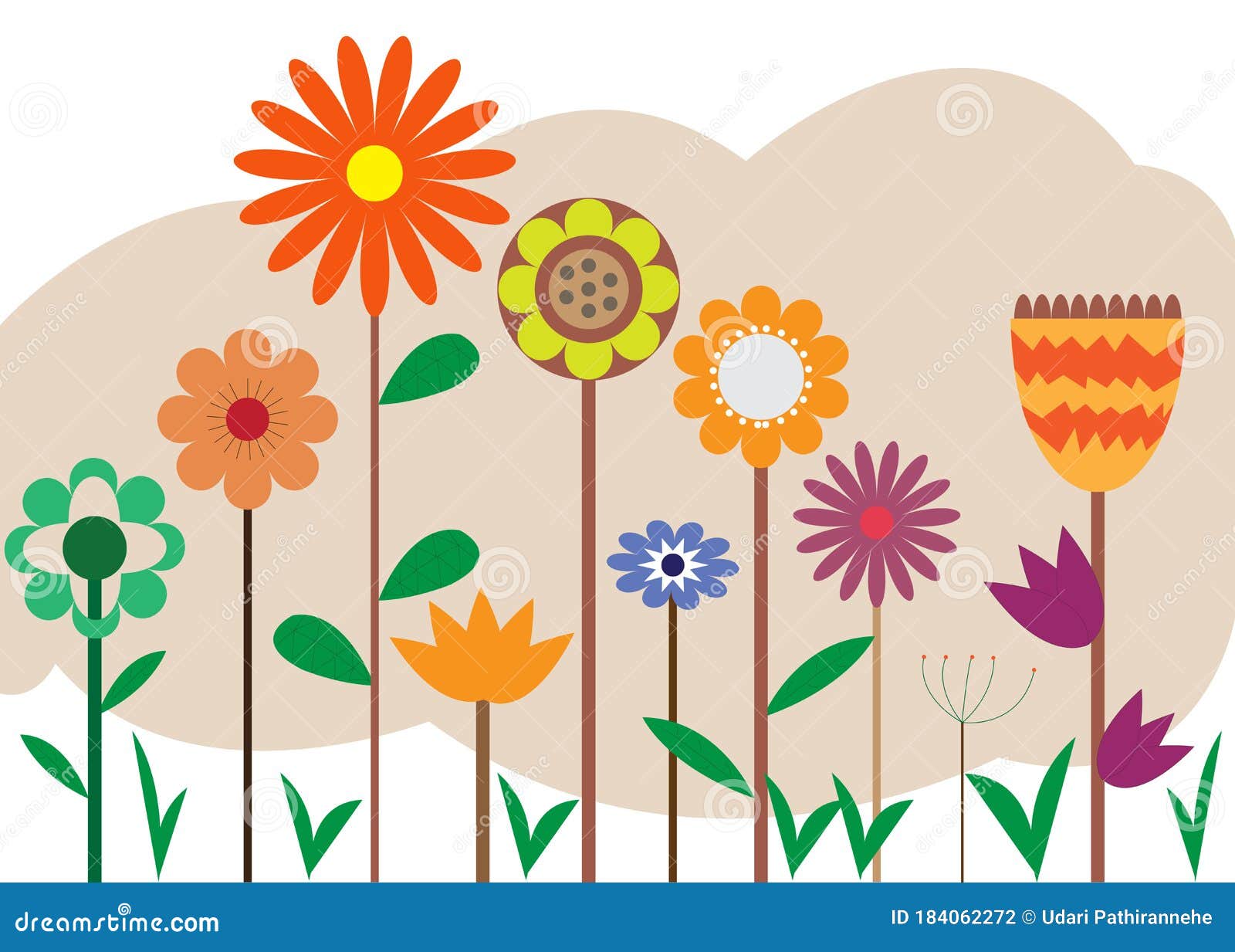 Flowers stock vector. Illustration of green, cartoon - 184062272