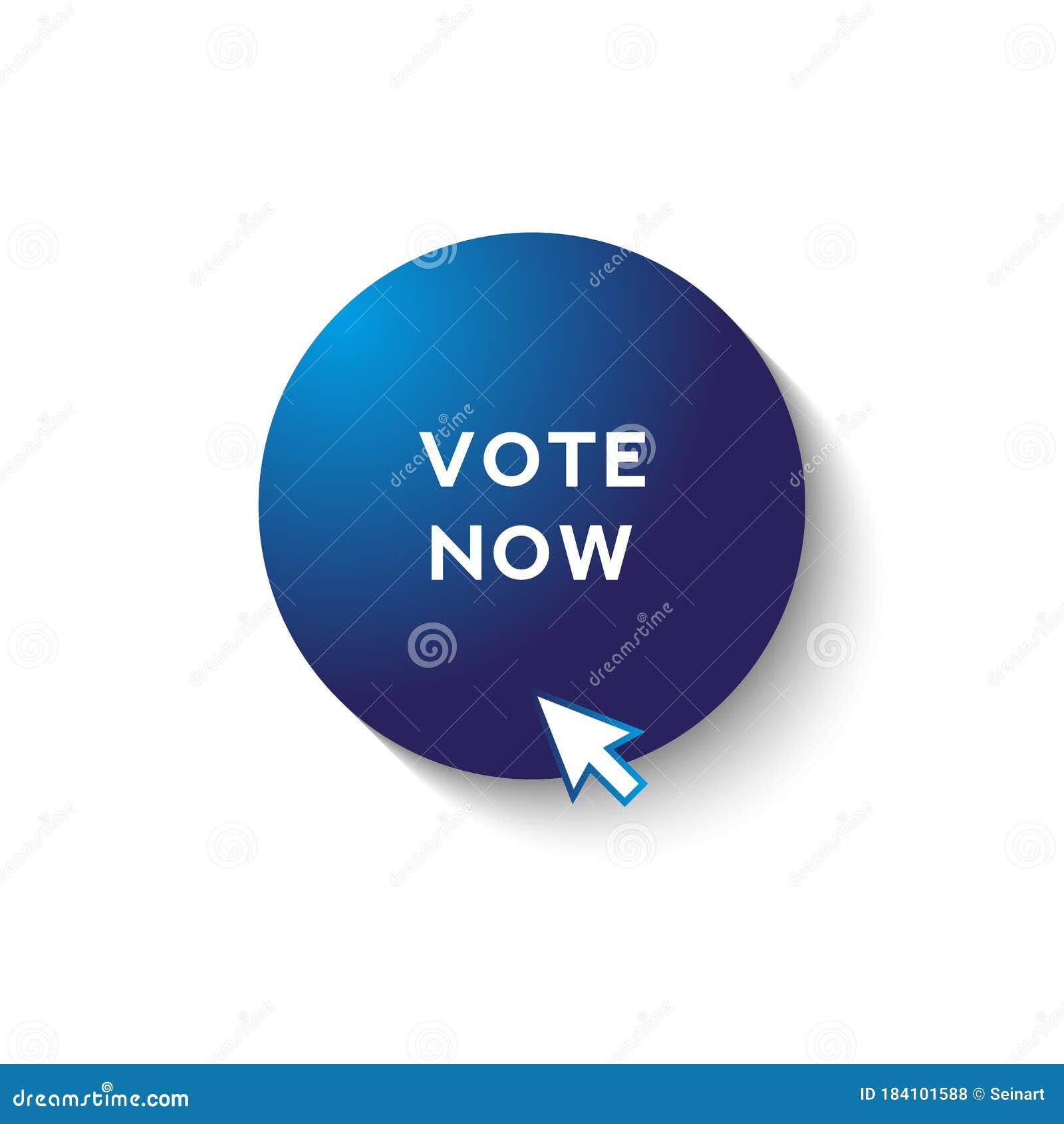 Button with Long Shadow and Mouse Arrow. Vote Now. Vector Illustration ...