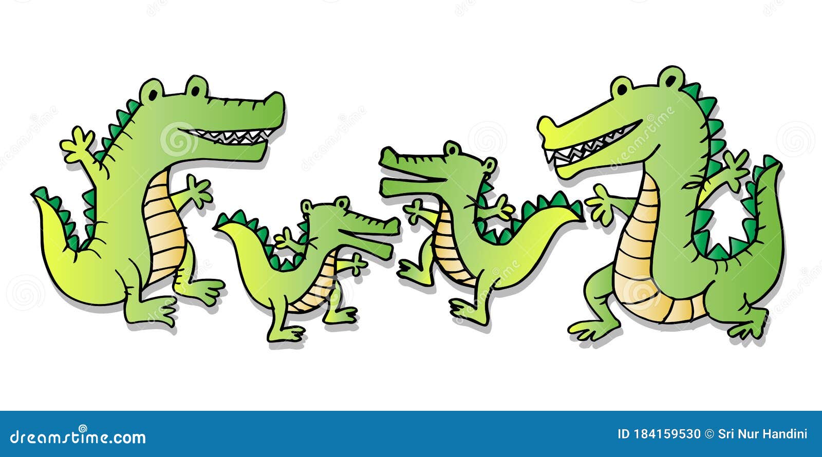 Cute Cartoon Family of Crocodile Stock Vector - Illustration of cute ...