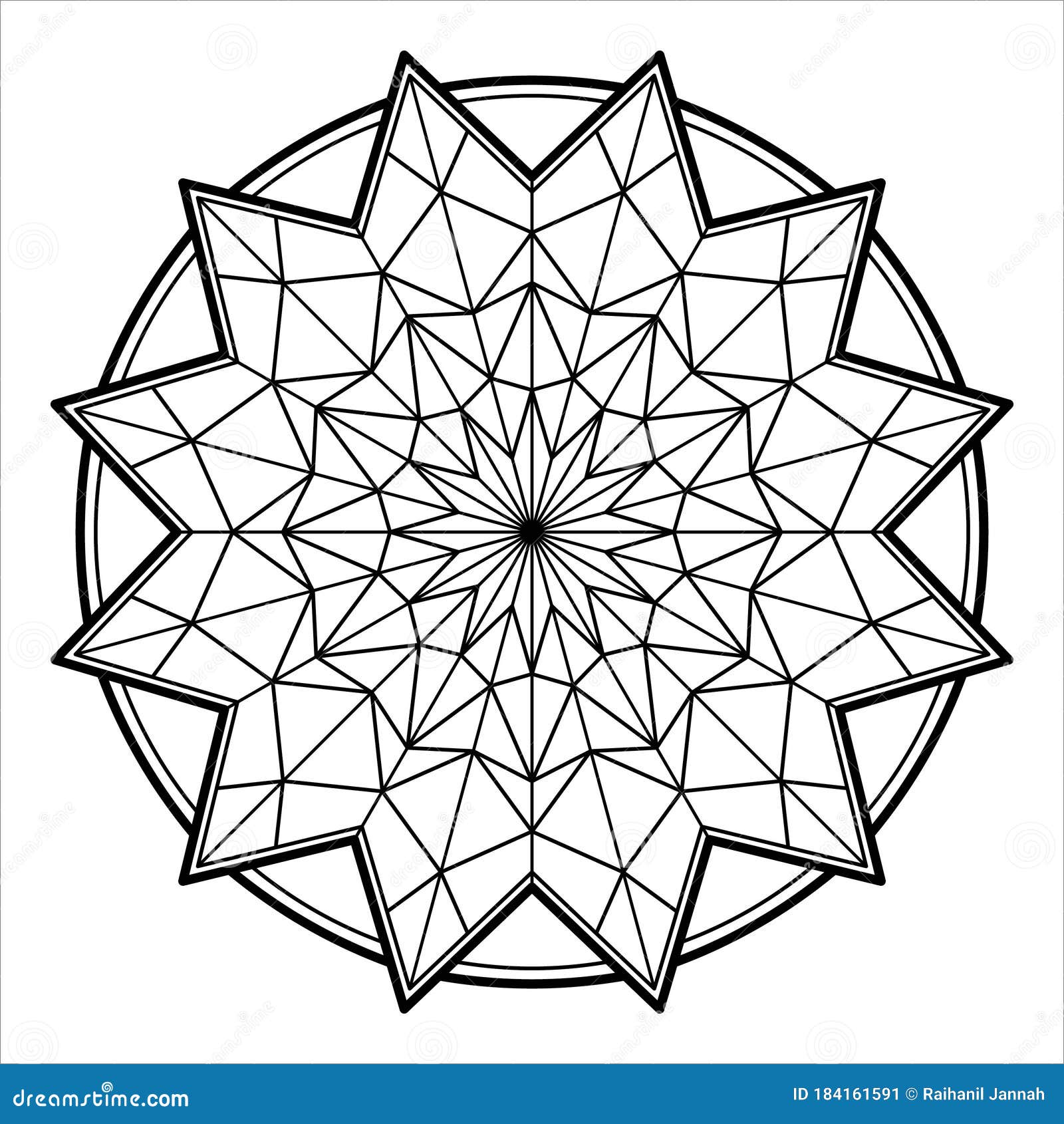 Mandala Polygon Ornament with Black and White Design Stock Vector ...