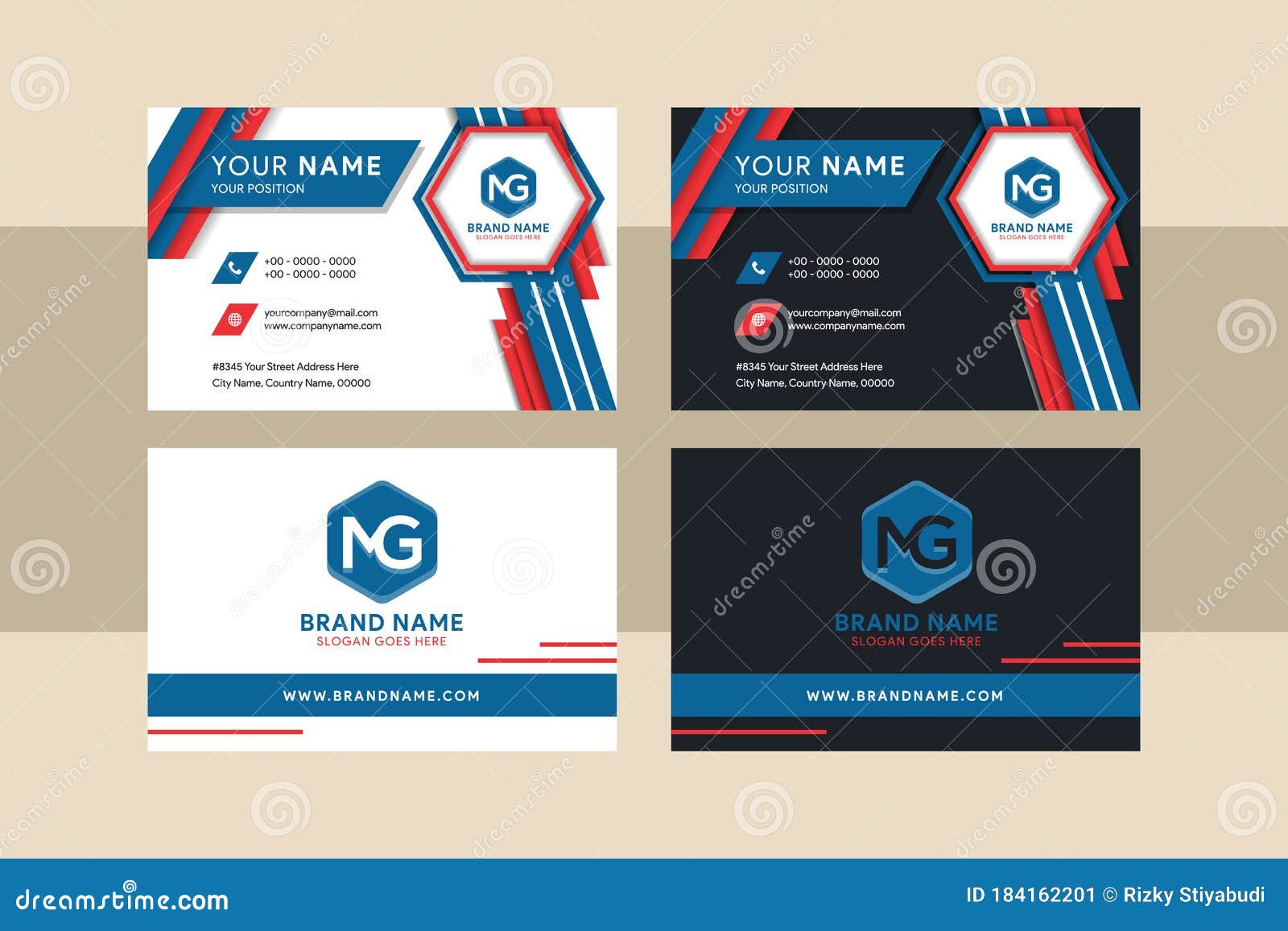 Red and Blue Color of Diagonal Element Design. Hexagon Space for Logo ...