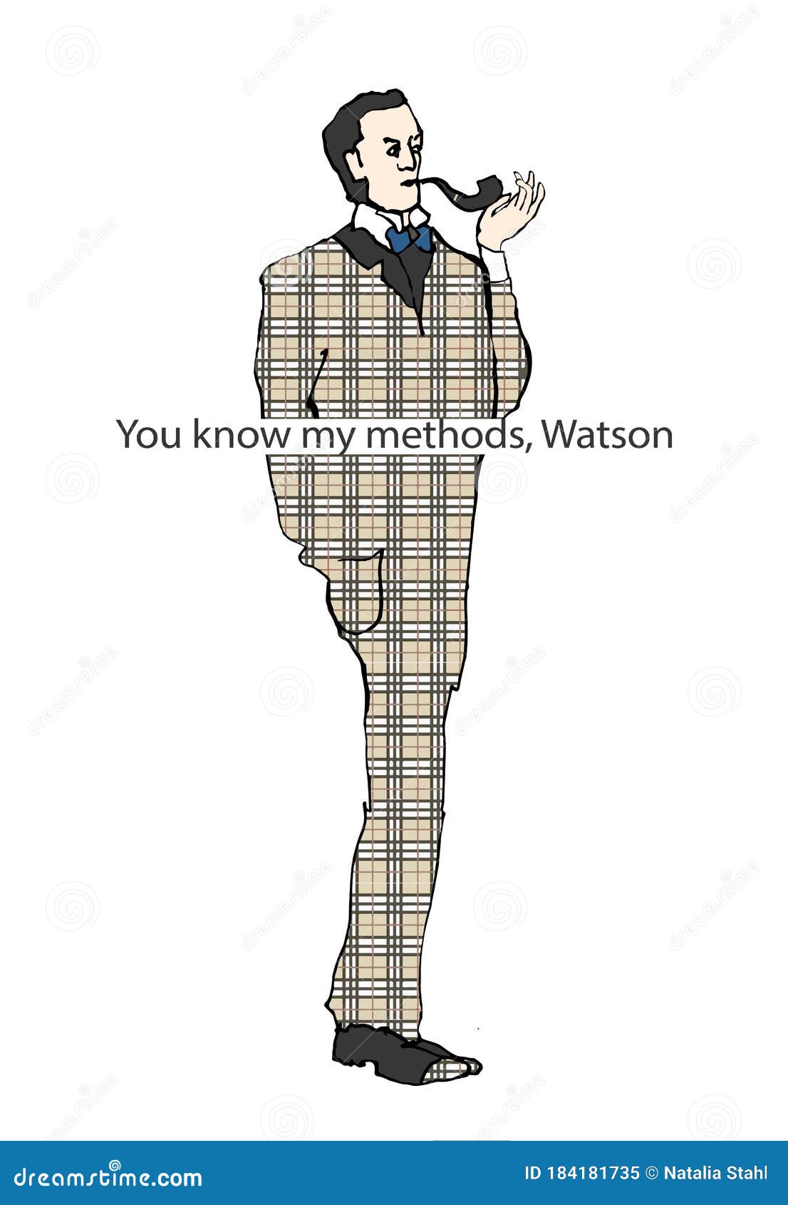 Cute Spy Dr. Watson In Cartoon Style. Character For Postcards, Books ...