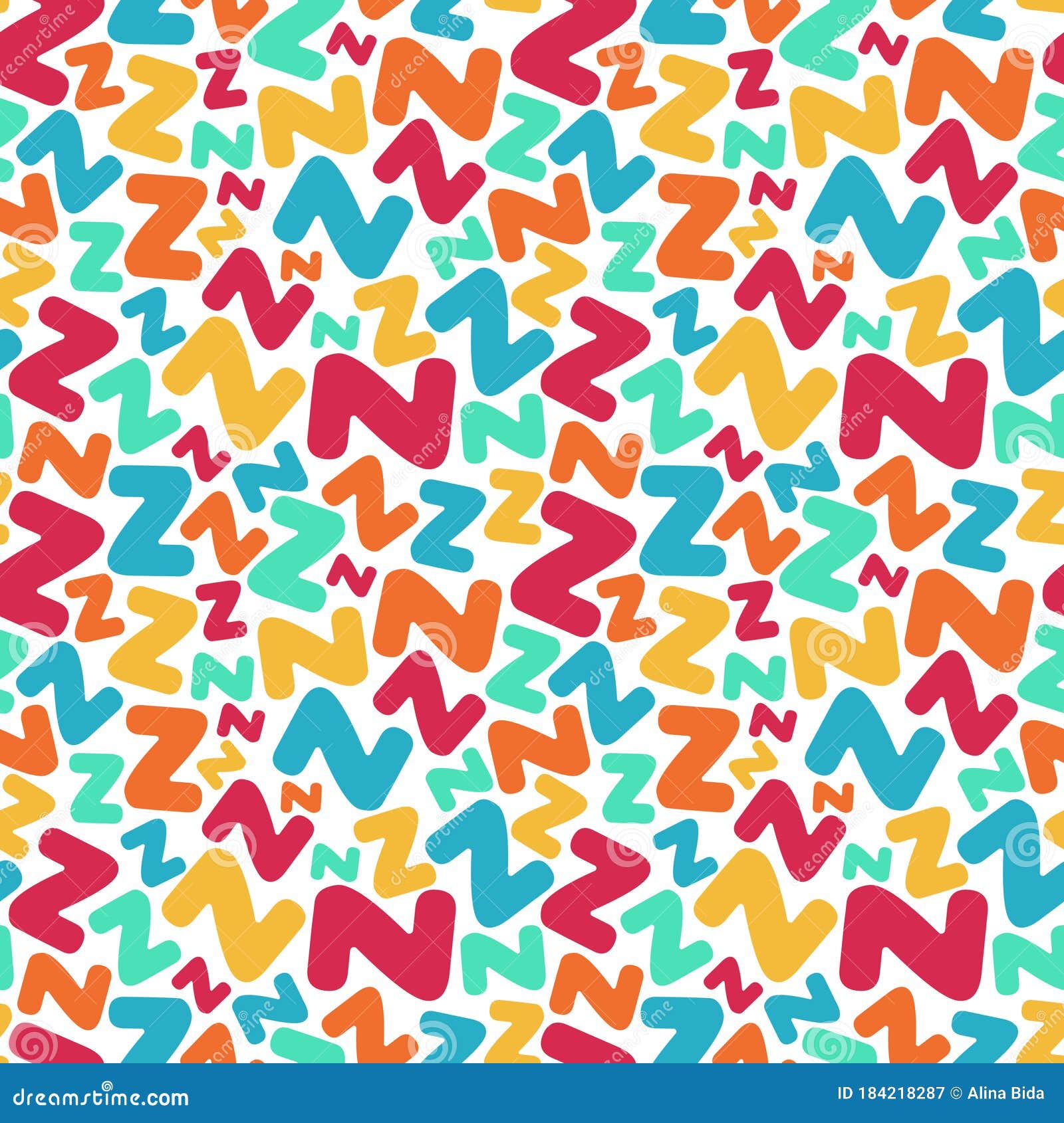 Letter Z Mosaic, Kaleidoscopic Colorful Seamless Stock Pattern for Kids ...
