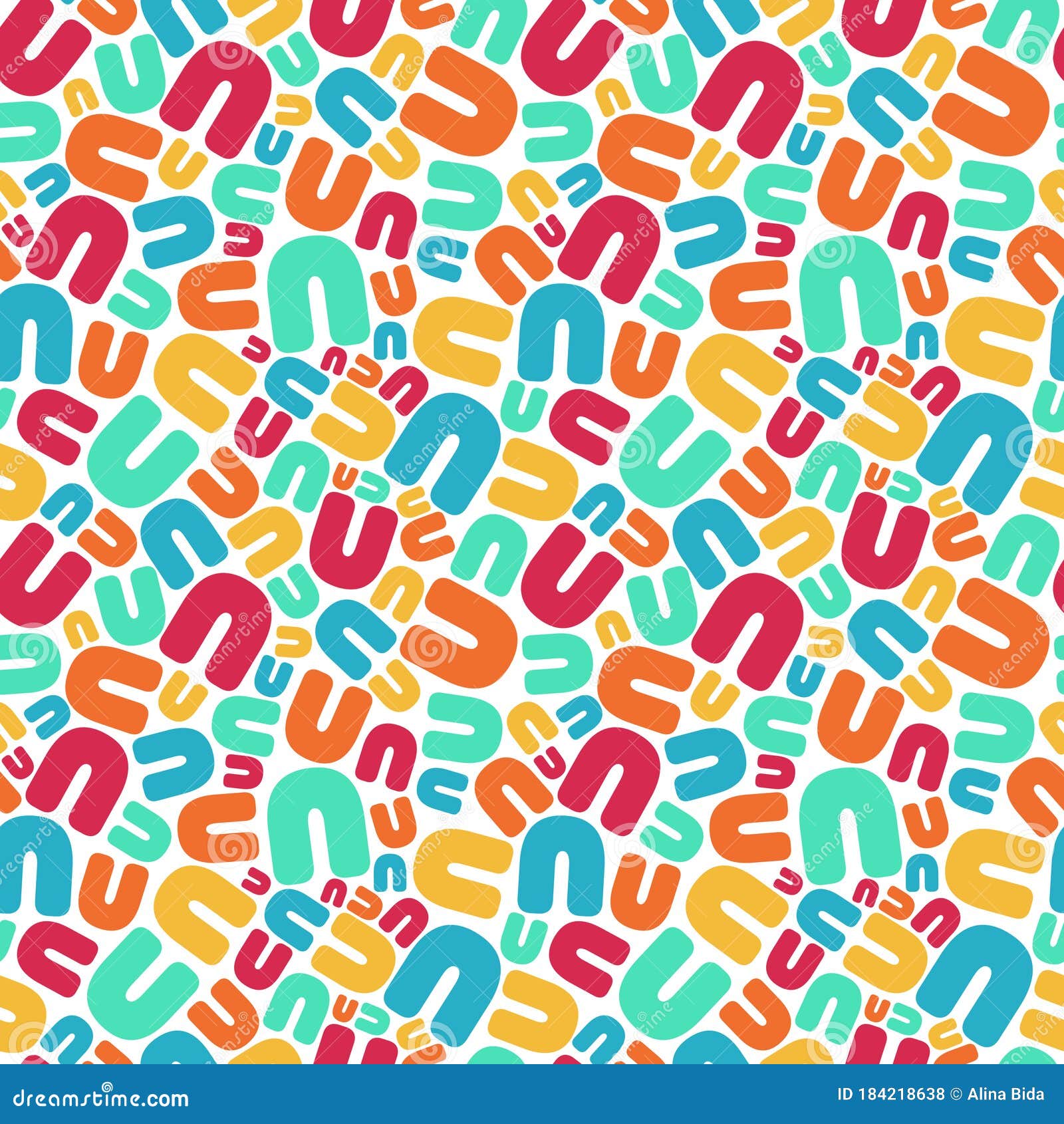 Letter U Mosaic, Kaleidoscopic Colorful Seamless Pattern for Kids Stock ...