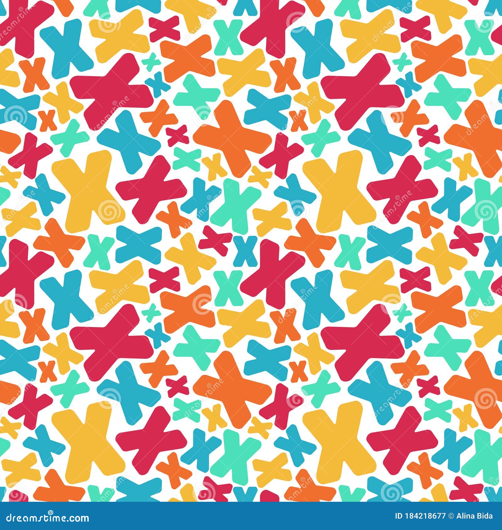 Letter X Mosaic, Kaleidoscopic Colorful Seamless Pattern for Kids Stock ...