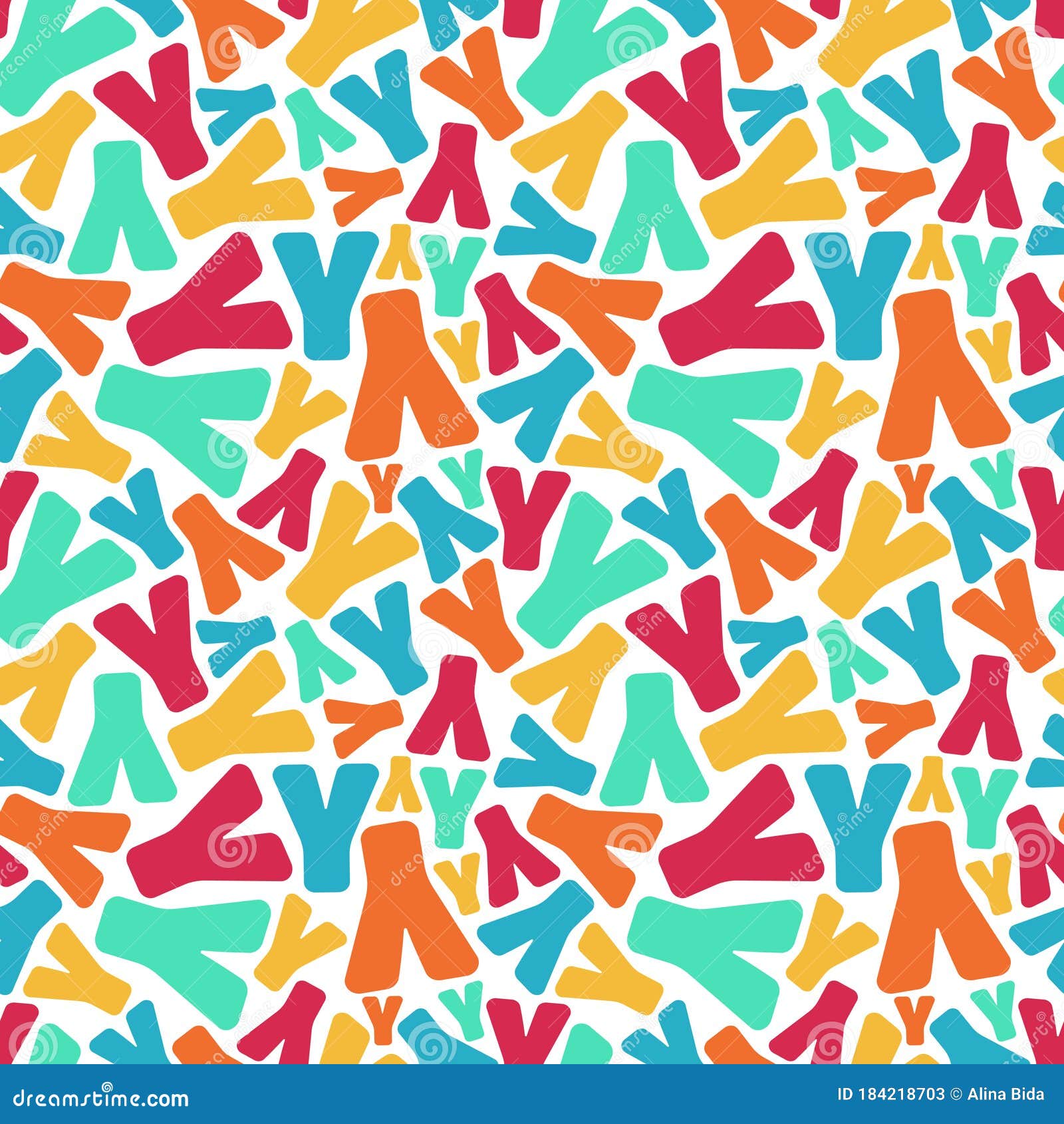 Letter Y Mosaic, Kaleidoscopic Colorful Seamless Pattern for Kids Stock ...
