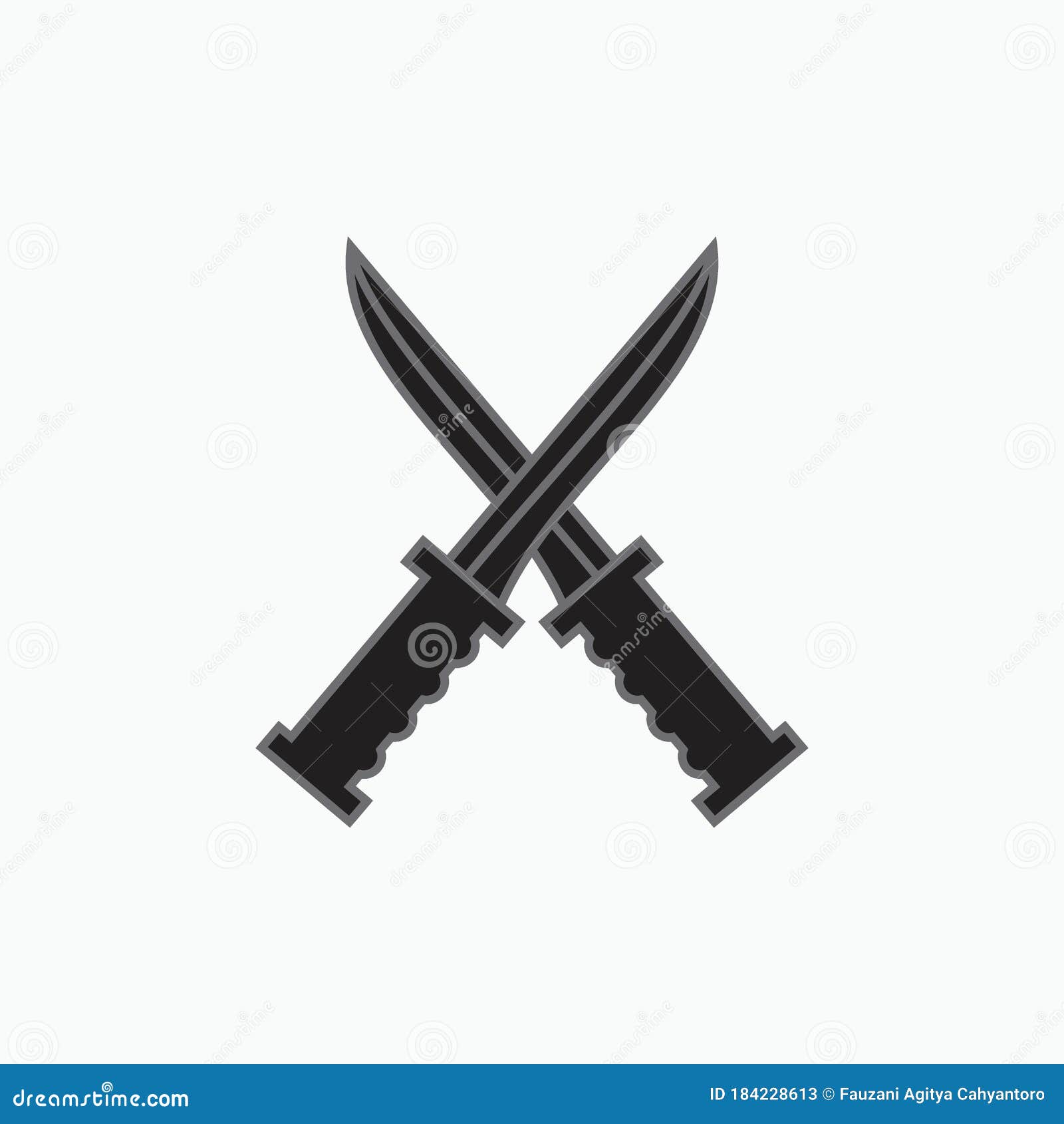 Crossed Dagger or Knives Icon or Logo Isolated on White Stock Vector ...