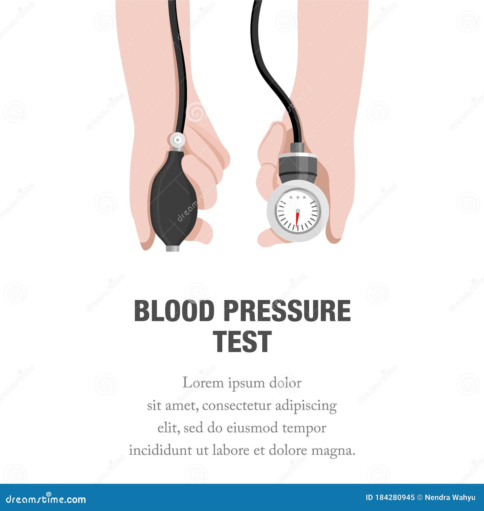 Vector Illustration of a Person`s Hand Holding a Blood Pressure Gauge ...