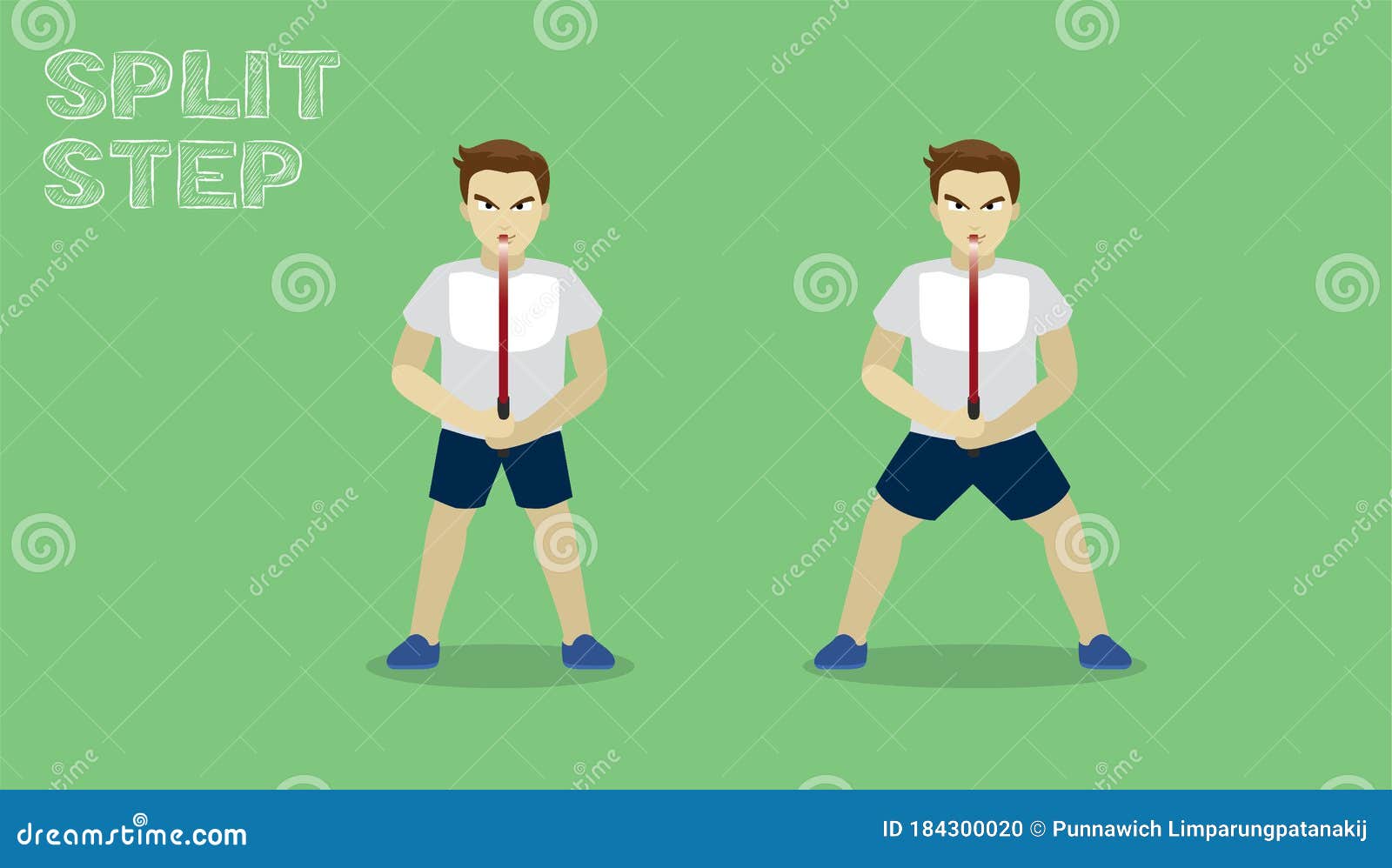 Manga Man Split Step Tennis Set Tutorial Stock Vector - Illustration of ...