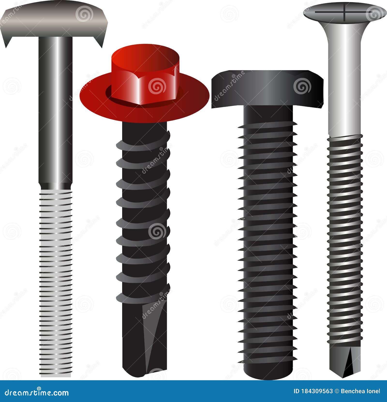 Realistic 3d Screws And Bolts. Hardware Stainless Screws, Bolts, Screw ...