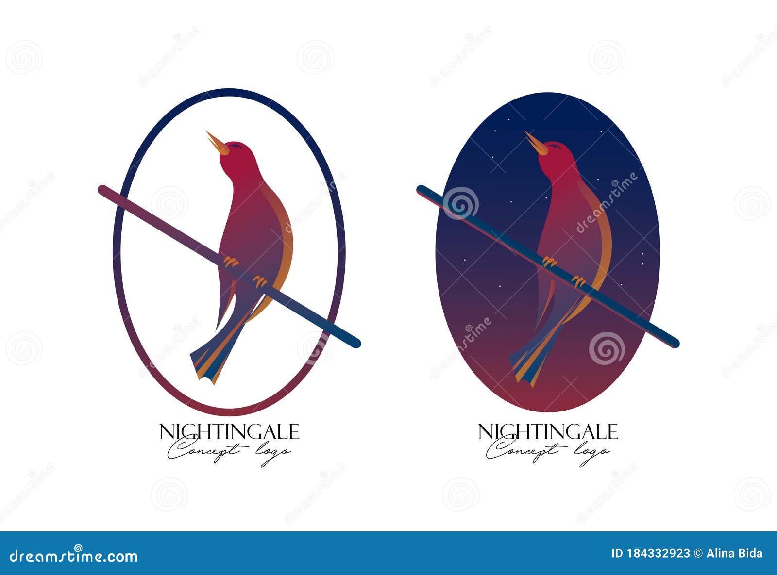 Nightingale, Singing Bird Logo Template Stock Vector - Illustration of ...