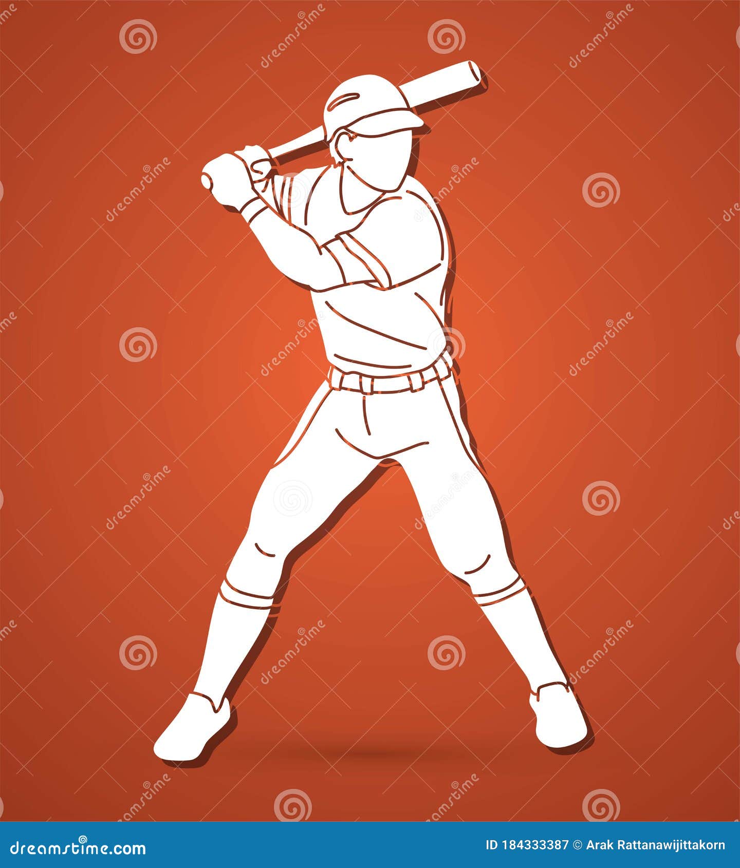 Baseball Player Action Cartoon Sport Graphic Vector. Stock Vector ...