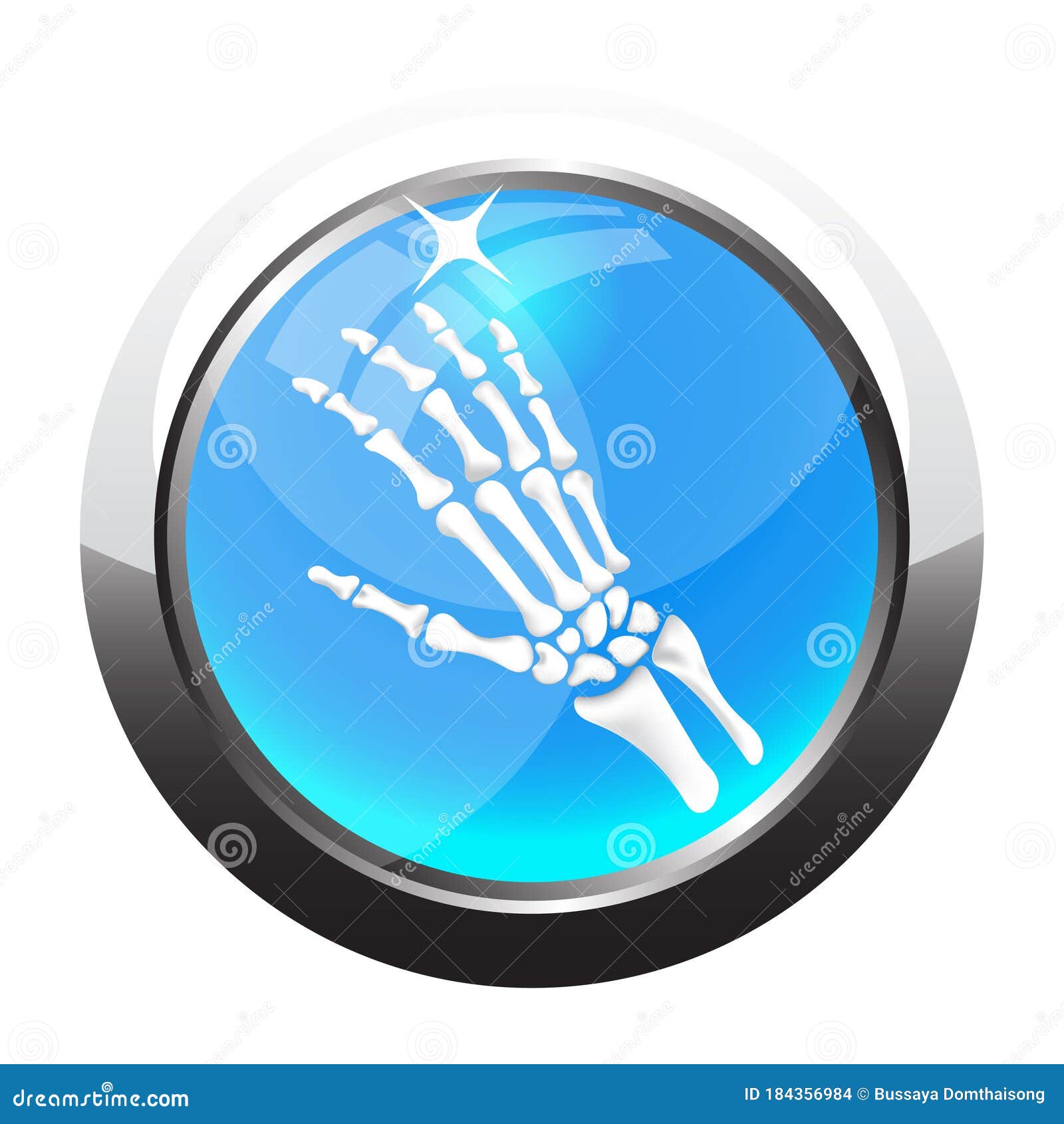 Hand and Finger Bone 3D Icon. Vector Flat Design for Radiology ...