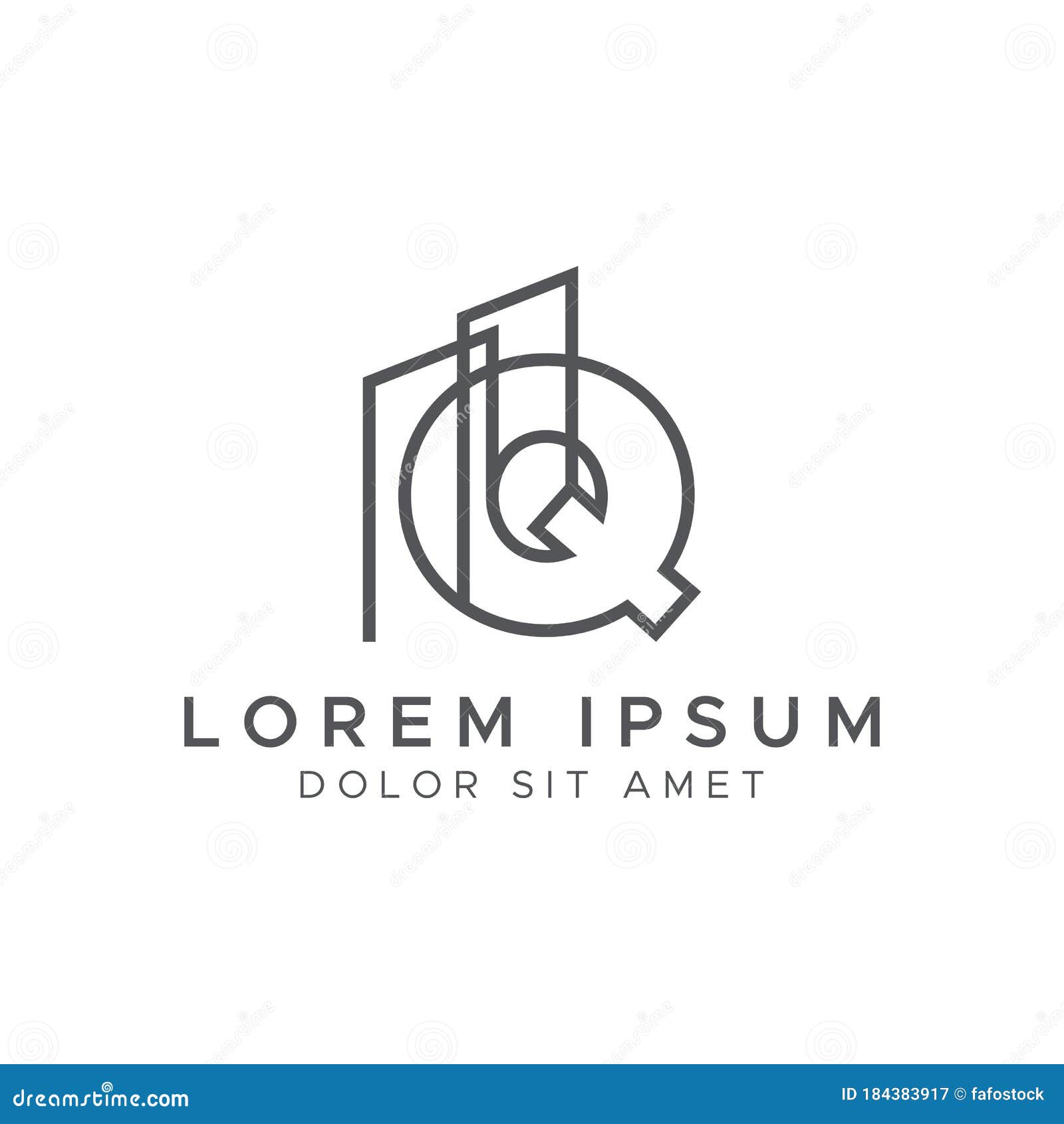 Letter Q Line Building Logo Vector Design Template. Stock Vector ...